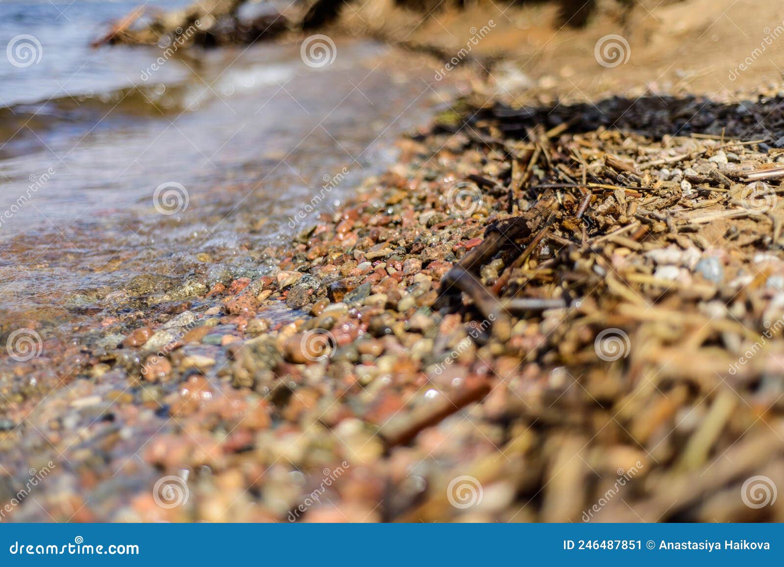 The Shore Line: Brightly Colored Rocks Washed by Waves of Fresh-water ...
