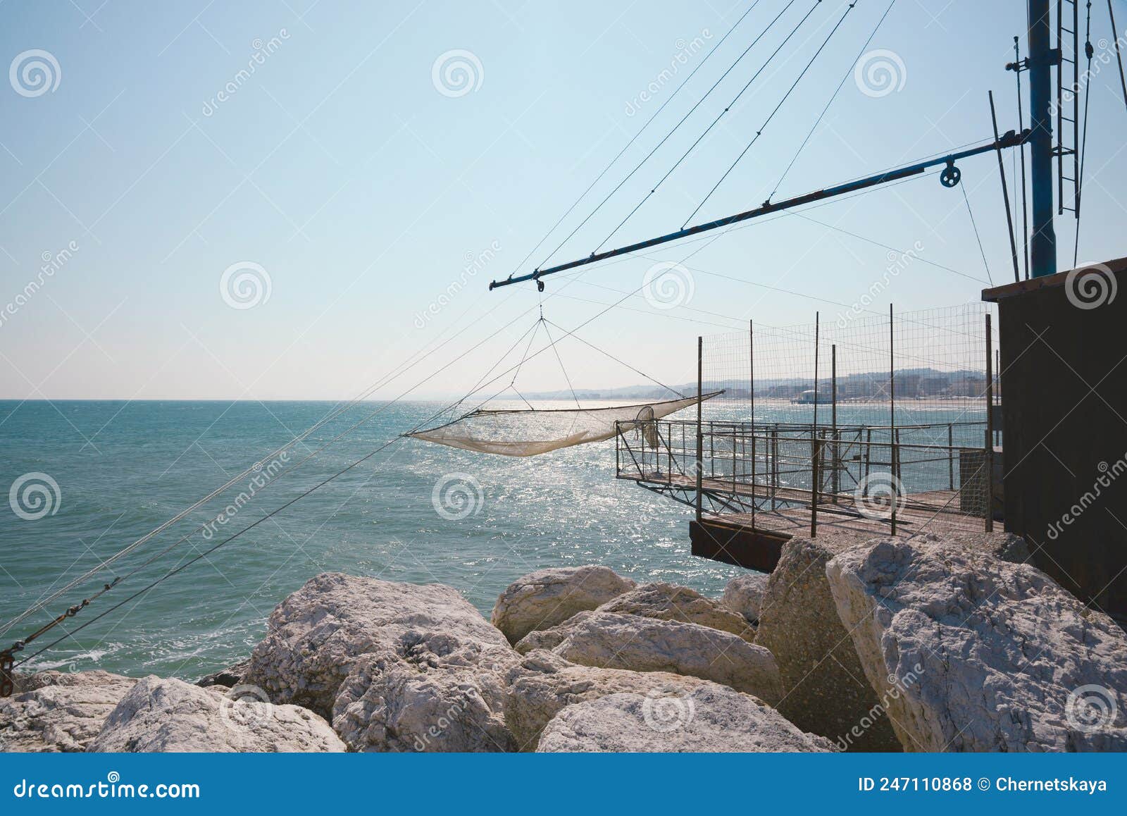 Shore Operated Stationary Lift Net on Coast Stock Photo - Image of ...
