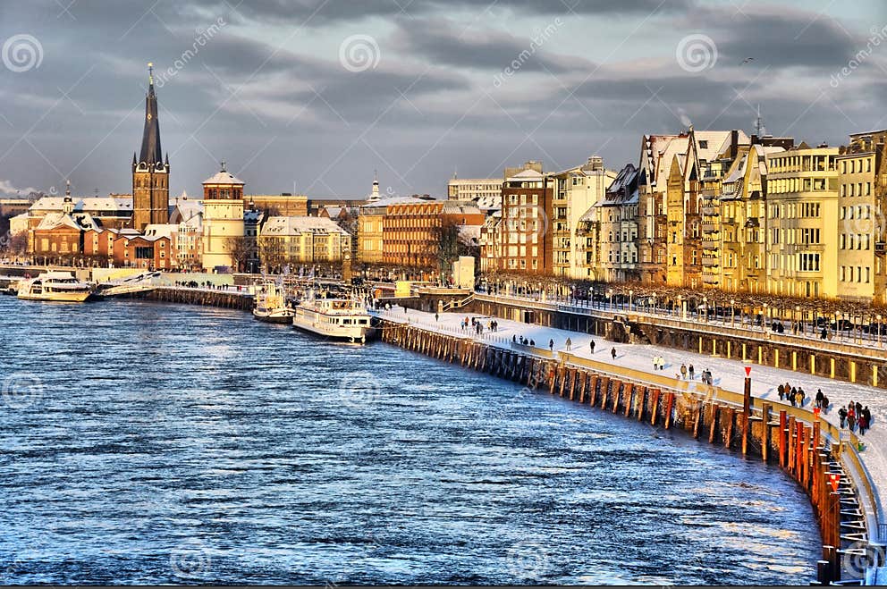 Shore of Rhein River during Day in Dusseldorf Stock Image - Image of ...