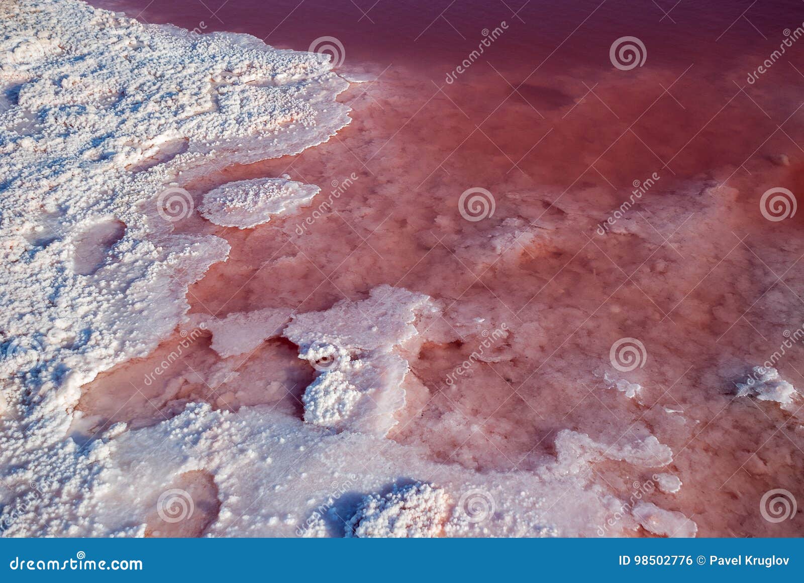 Shore of a Salt Lake with Red Water Stock Photo - Image of salin, color ...