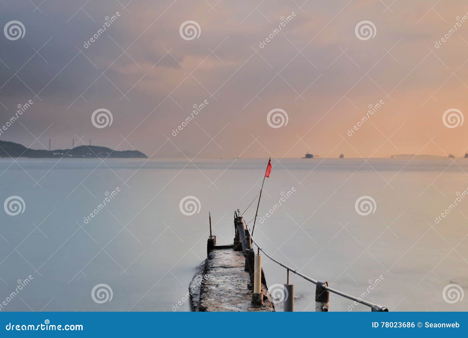 Shore into the Sea with a Large Platform. Stock Photo - Image of ...