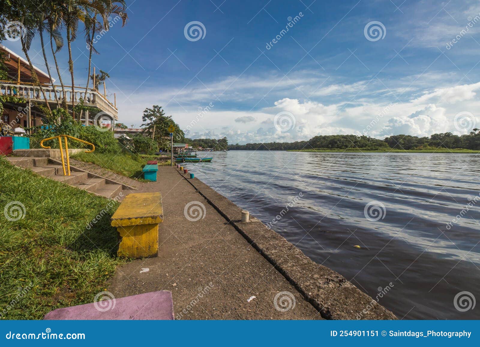 Shore of a Town Dock on the Canal in the Caribbean Stock Image - Image ...