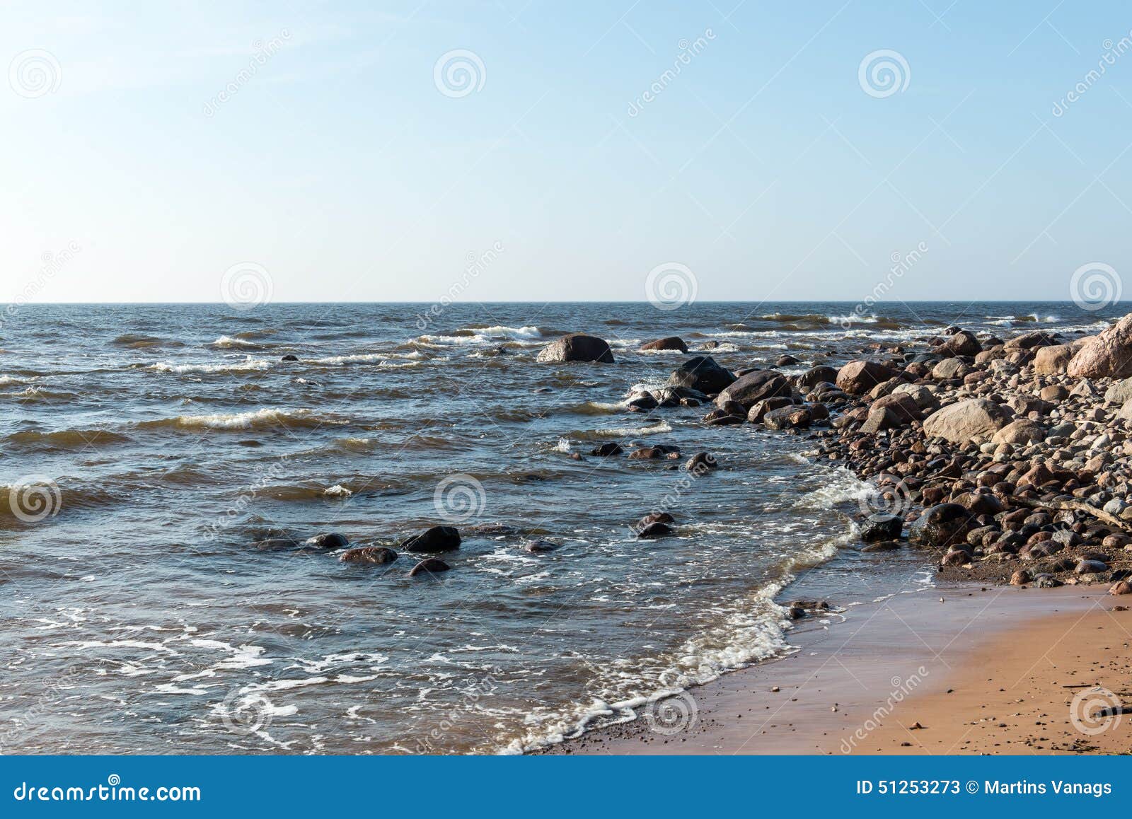 Shoreline of Baltic Sea Beach with Rocks and Sand Dunes Stock Image ...