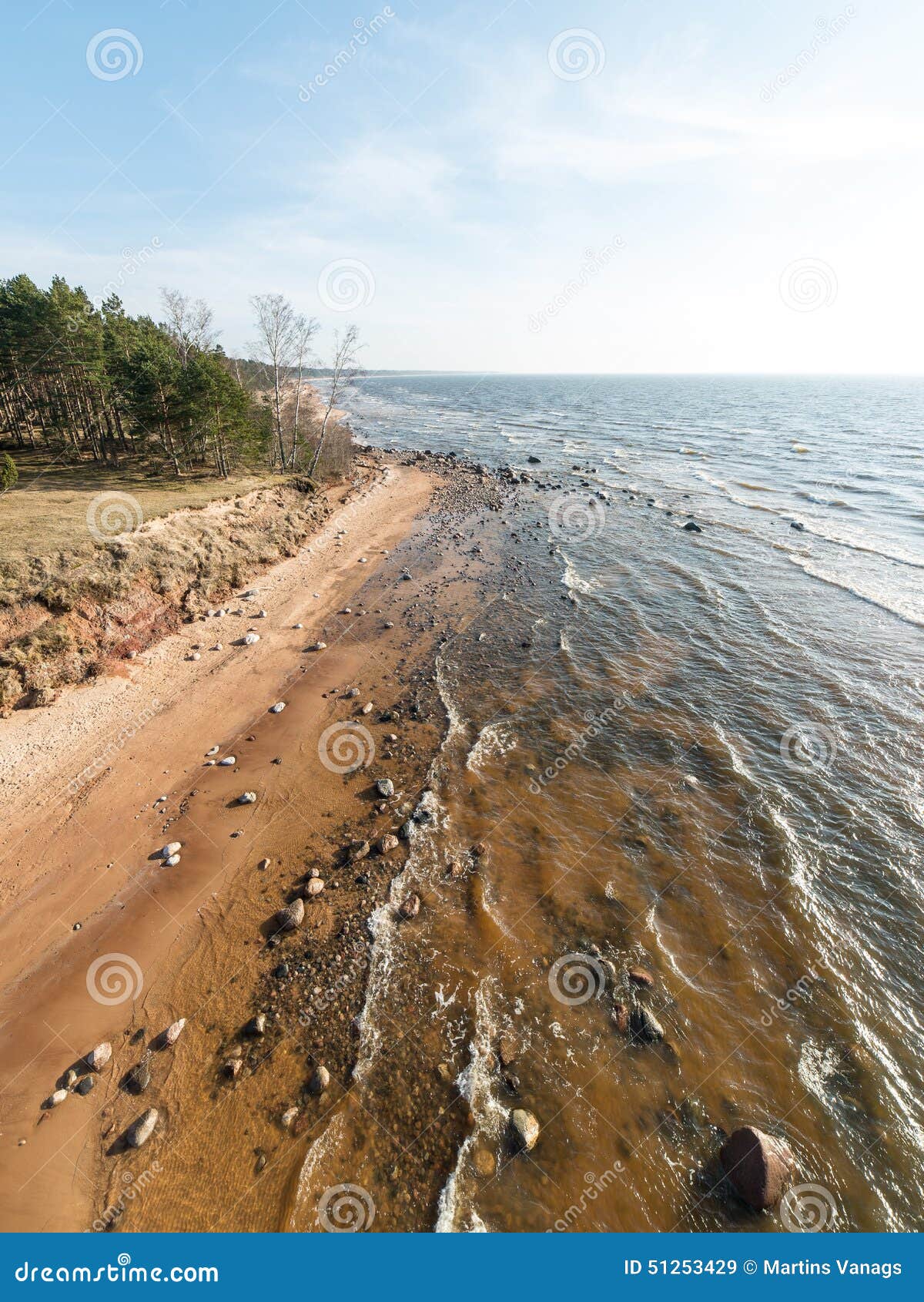 Shoreline of Baltic Sea Beach with Rocks and Sand Dunes Stock Image ...