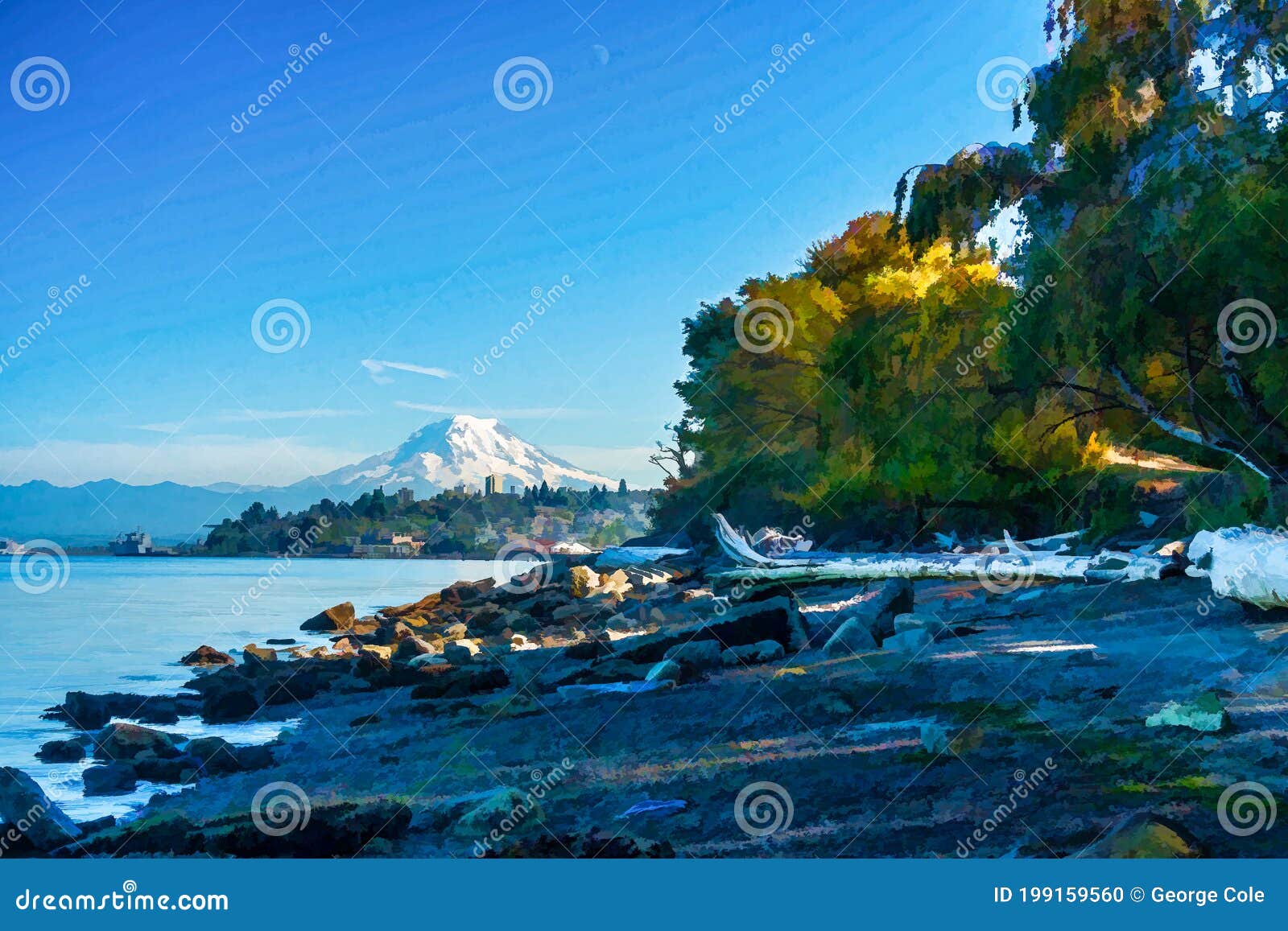 Puget Sound Detailed Editable Map Vector Illustration | CartoonDealer ...