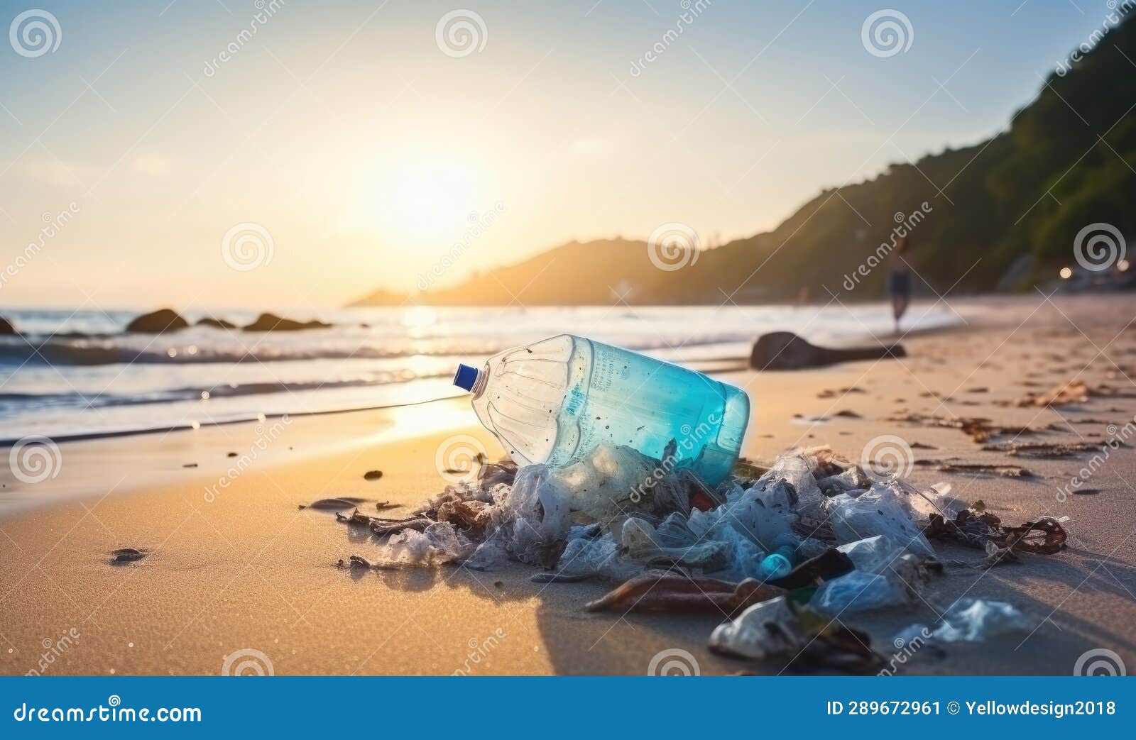 Sea Tainted With Plastic Bottles, Portraying Natures Degradation And ...