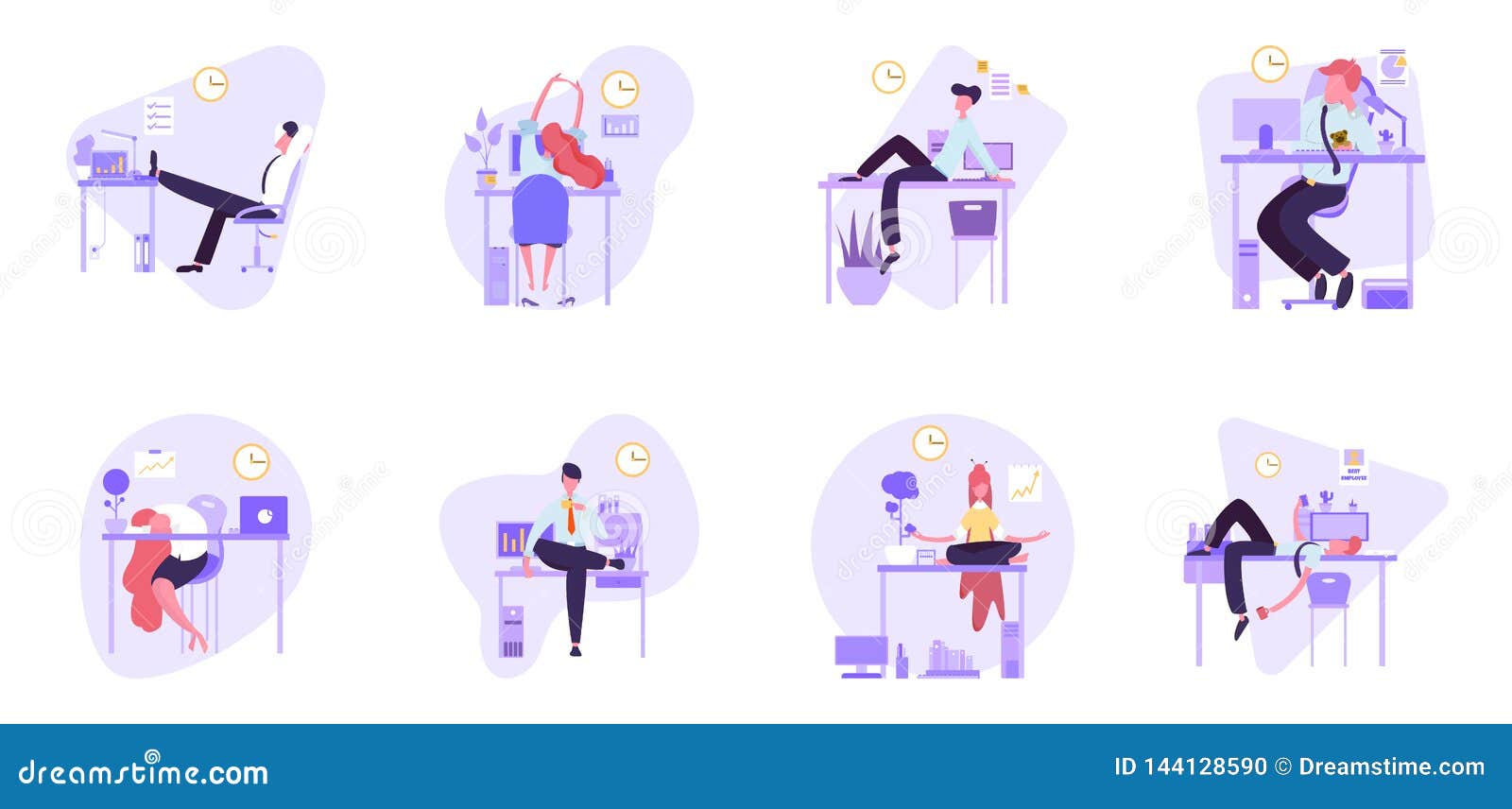 Short Break in the Workplace Stock Illustration - Illustration of adult ...