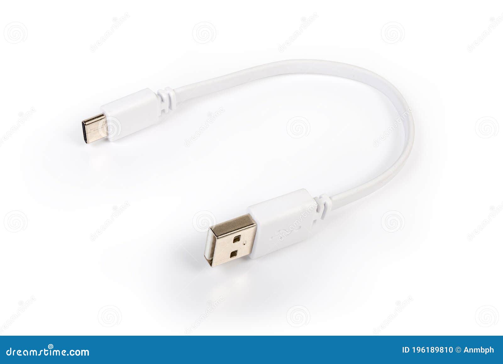 Short Cable USB-a To USB-C on White Surface Stock Photo - Image of ...