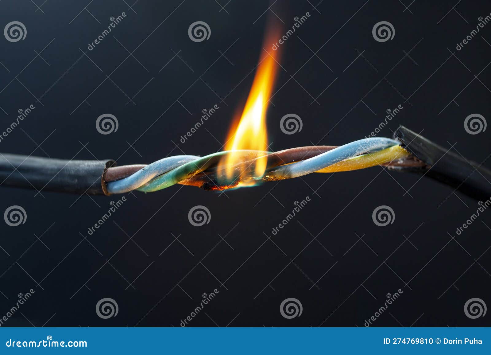 Short Circuit Concept, with Carbonized Plastic Wires Burning with ...