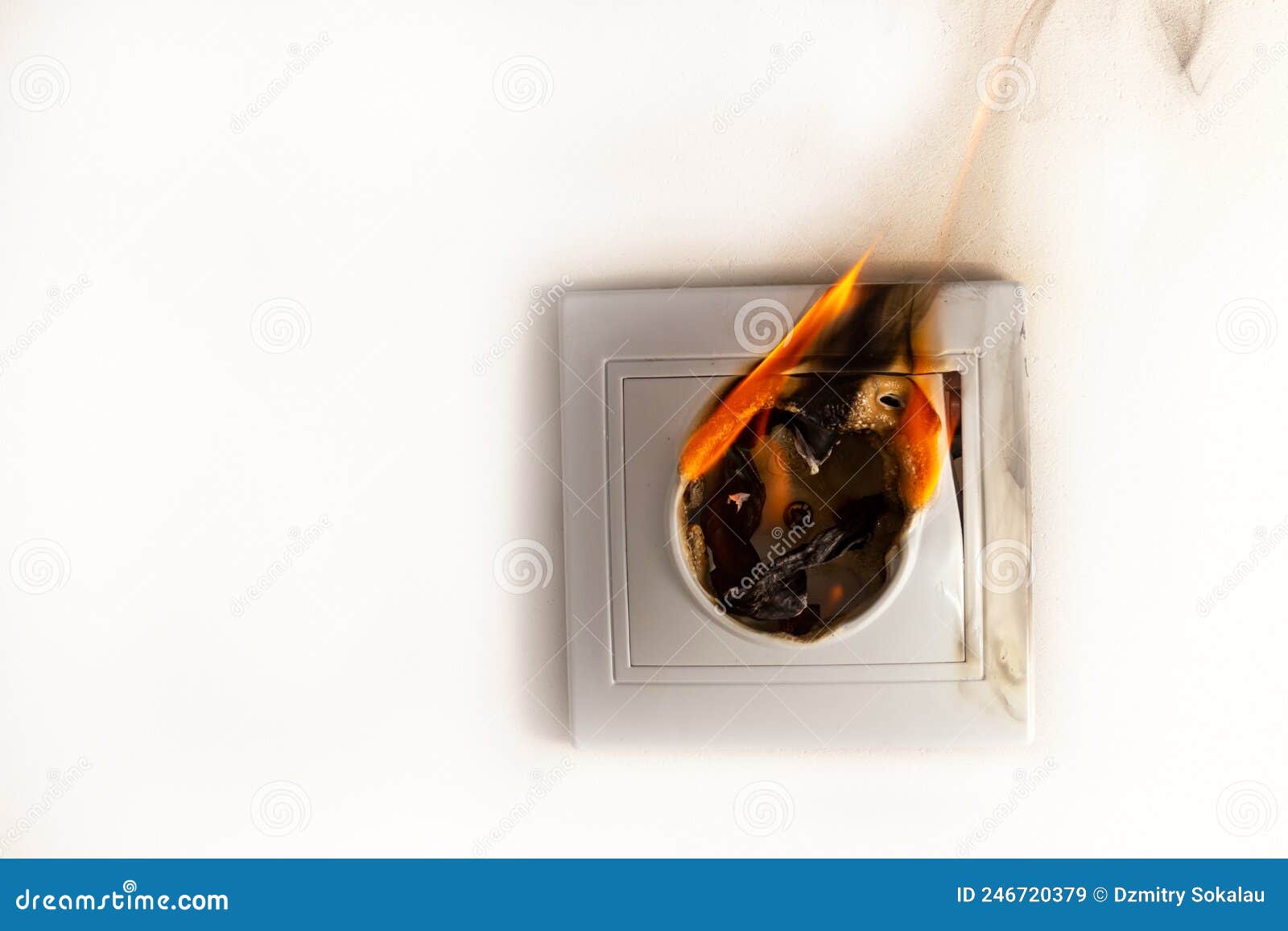 Poor-quality Wires Caused A Fire In The Socket Stock Image ...