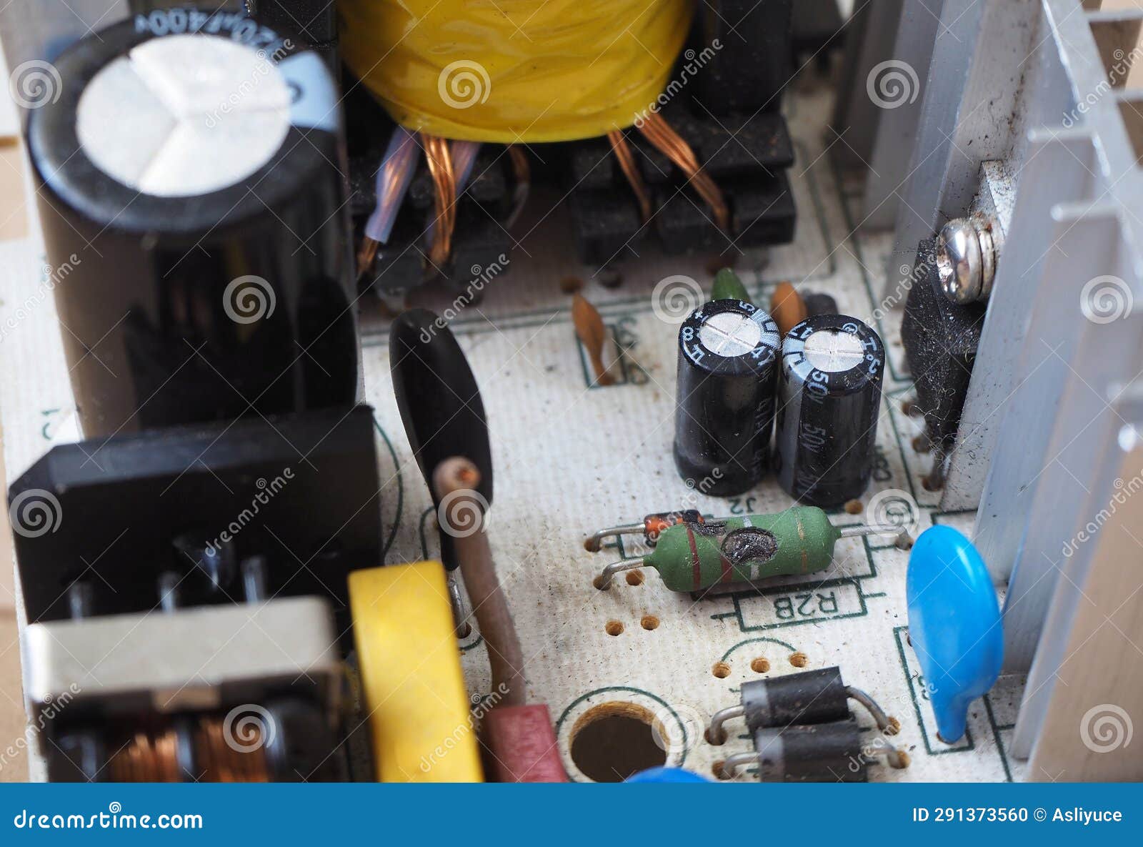 Damaged Electronic Board by Short Circuit Stock Photo - Image of ...