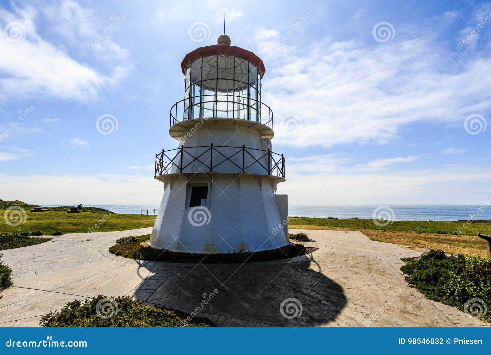Short Coastal Lighthouse Along Shore of California Stock Photo - Image ...