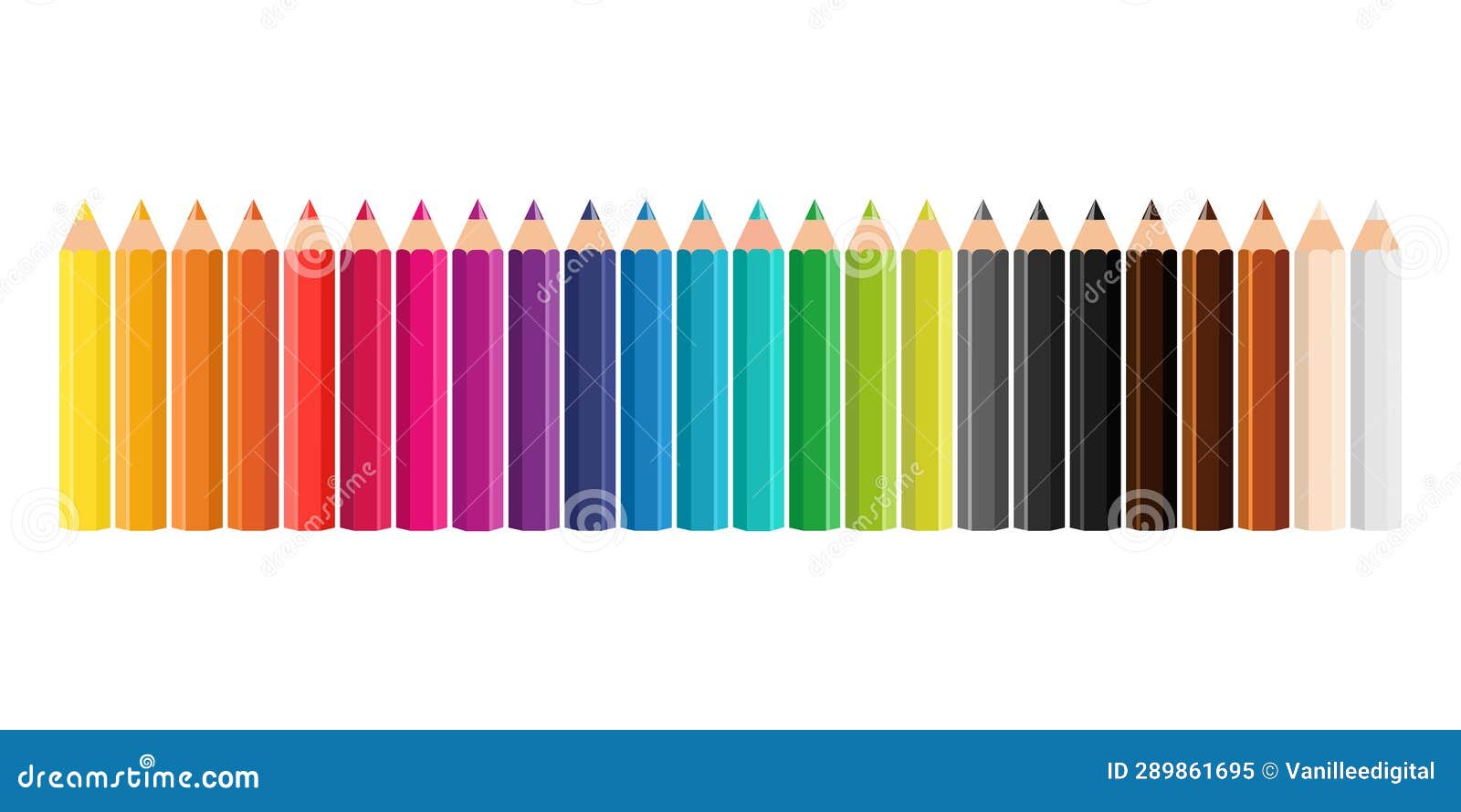 Short Colored Pencils Lined Up Set Stock Vector - Illustration of ...