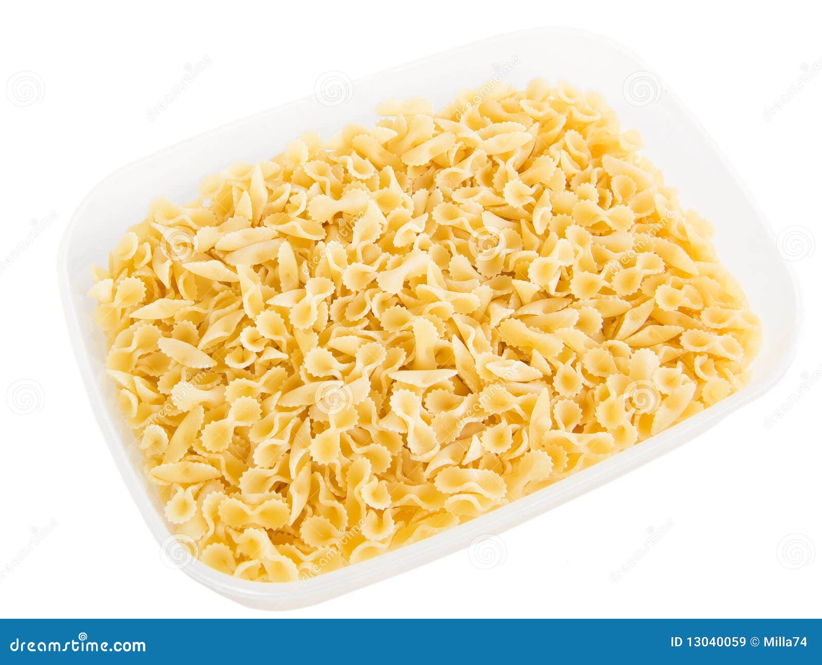 Short-cut Pasta in Plastic Container. Stock Image - Image of feed ...