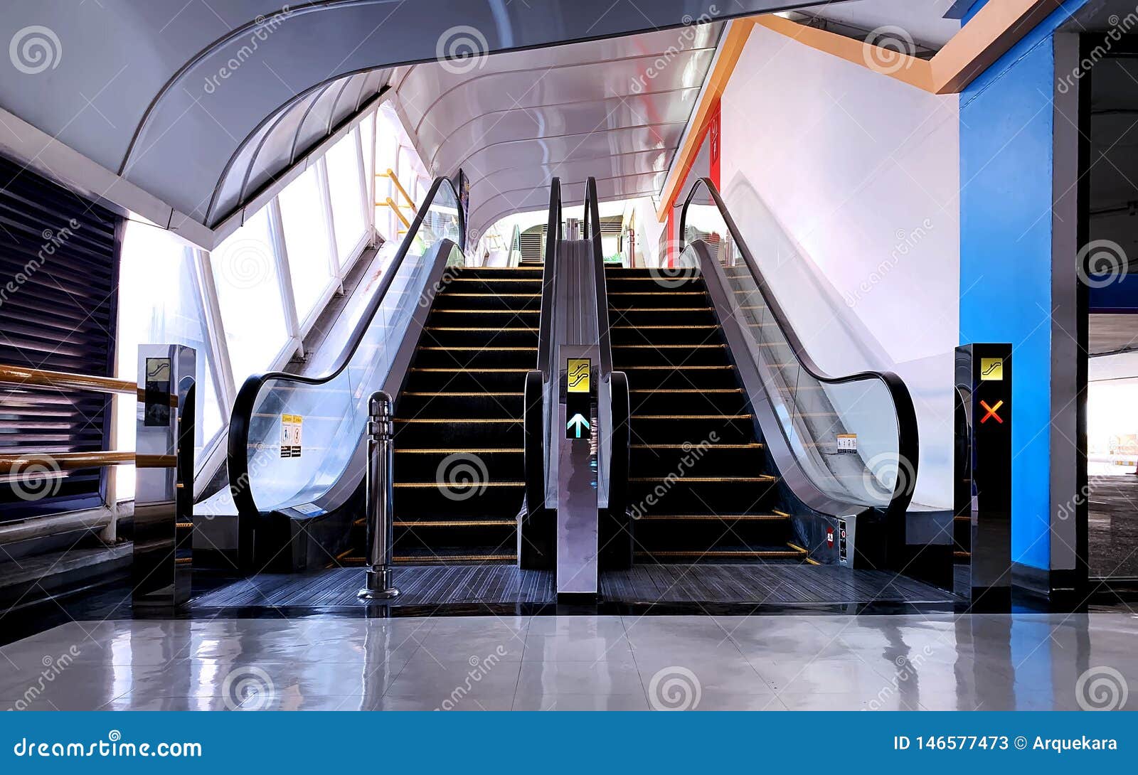 The Short Escalators in a Parking Lot Stock Image - Image of ...