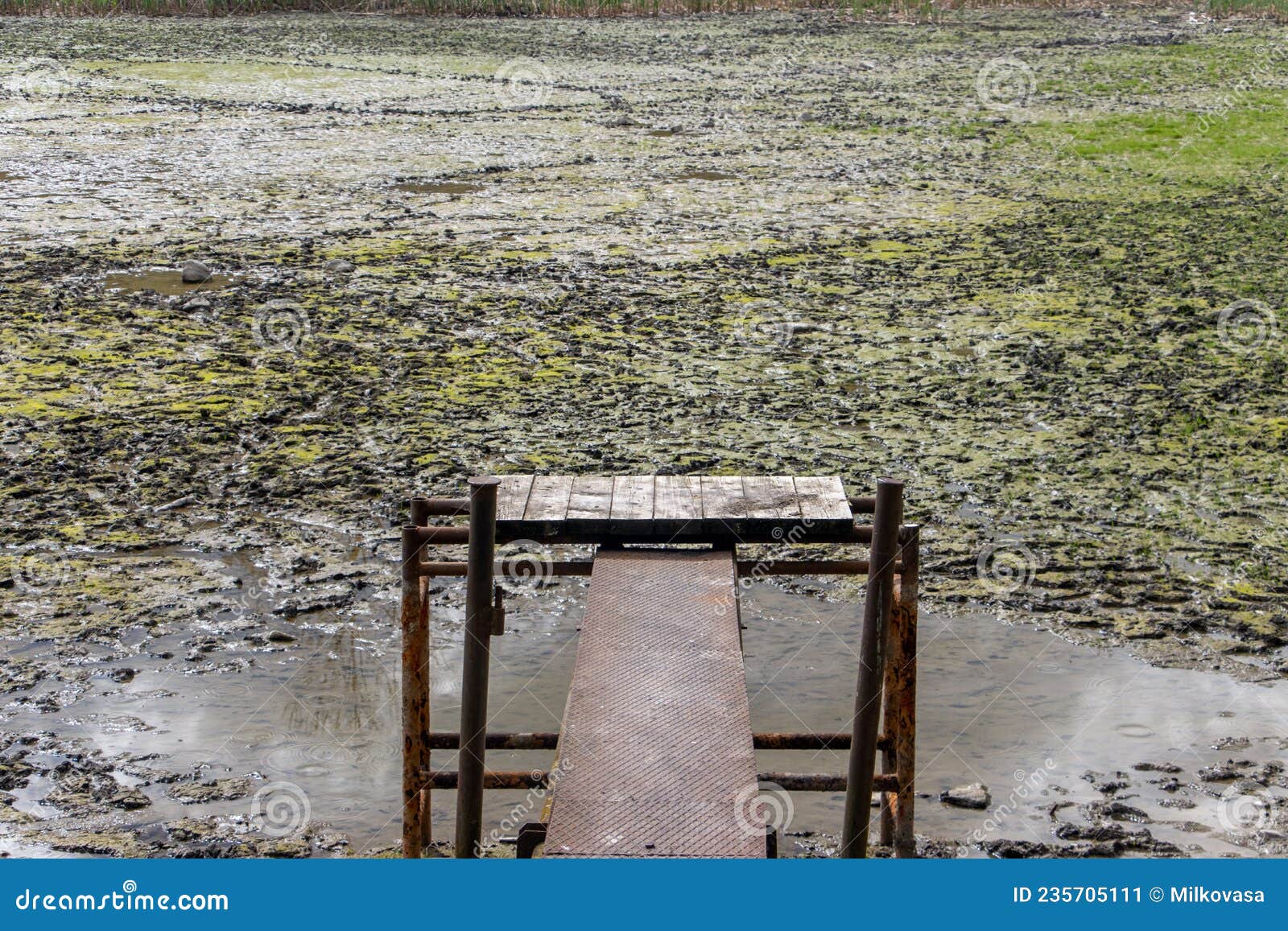 A Short Footbridge Over a Drained Pond Stock Image - Image of scenery ...