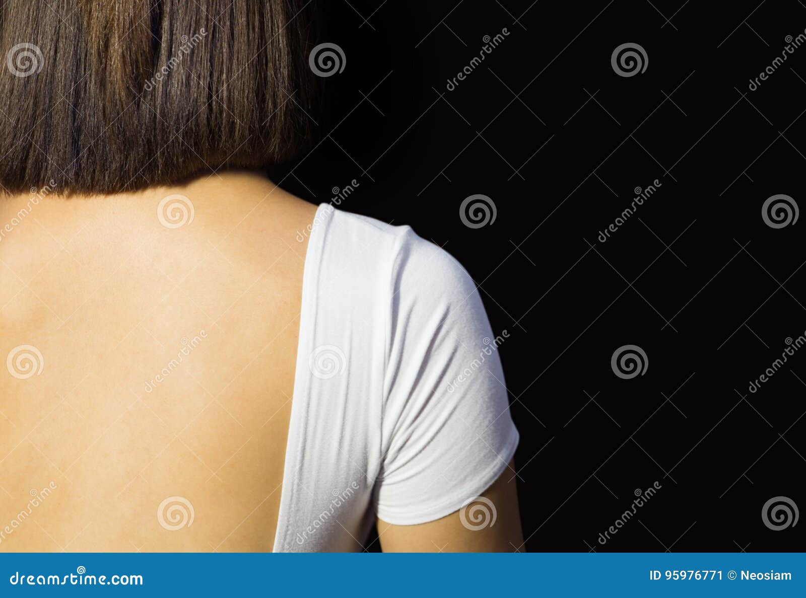 Short Haired Woman Showing Her Back Stock Image - Image of copy, short ...