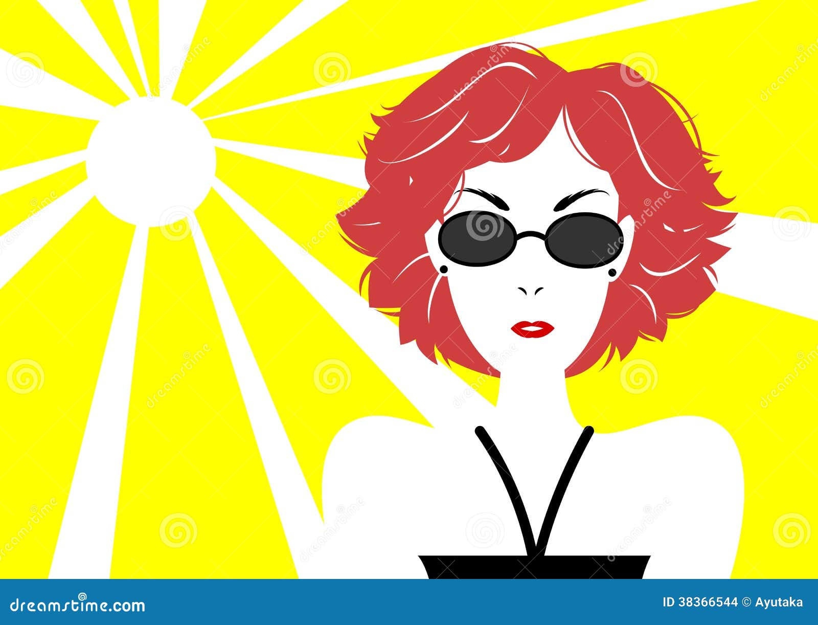 Sunburned Woman Back View Cartoon Character Sun Tanning Danger Concept