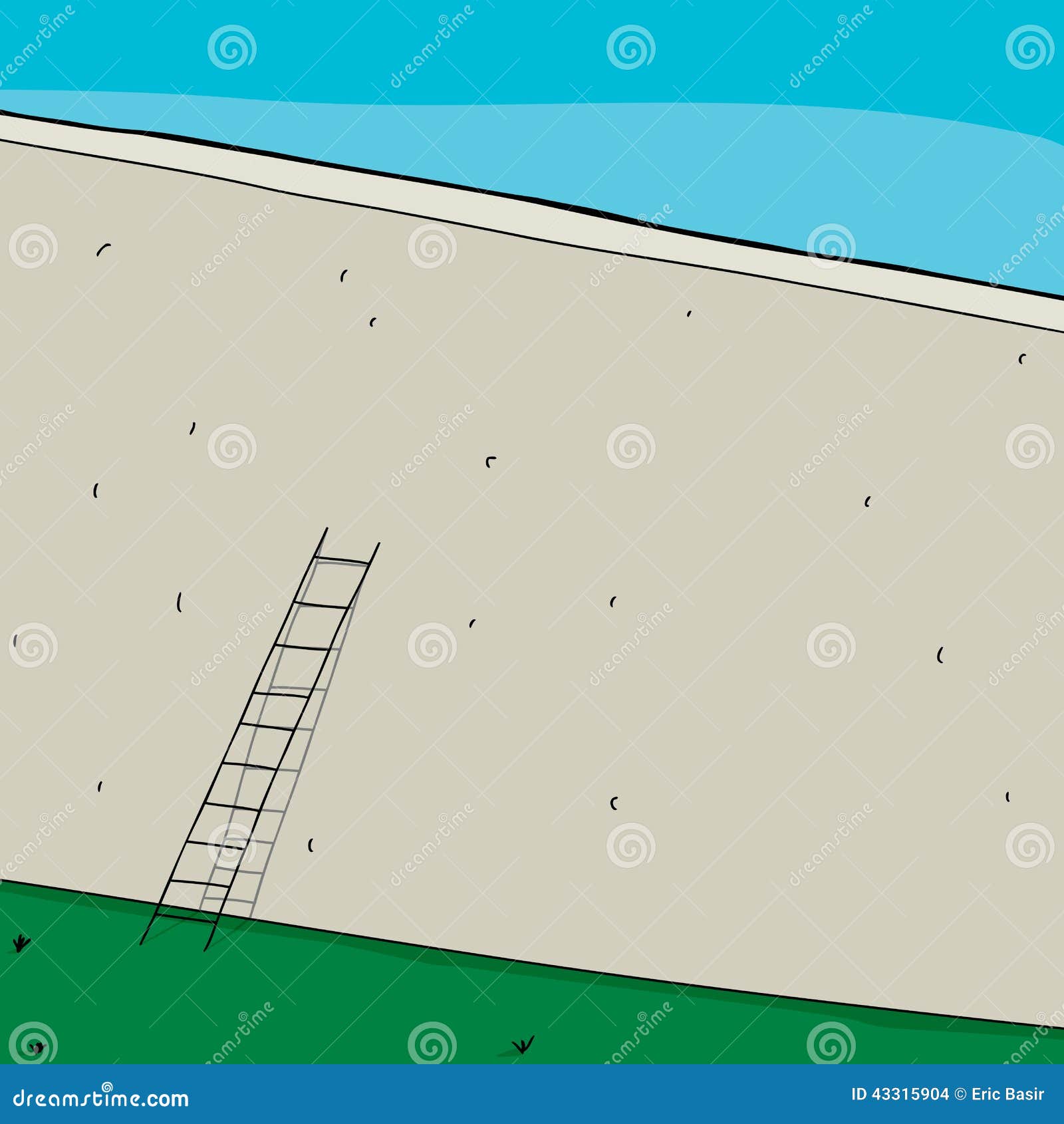 Short Ladder on Wall stock vector. Illustration of concept - 43315904