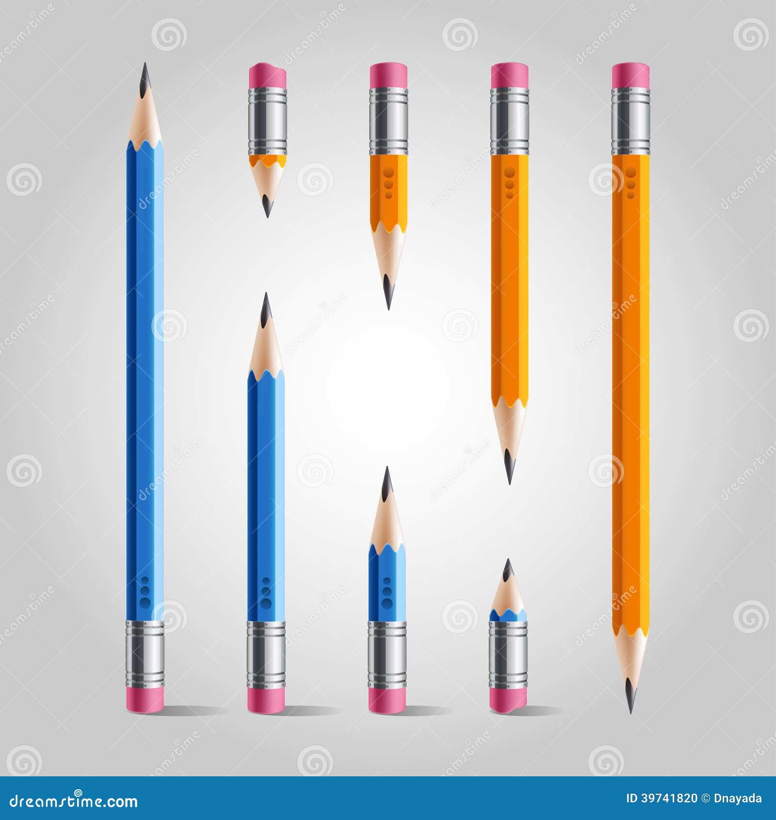 Short and long pencil set stock vector. Illustration of object - 39741820