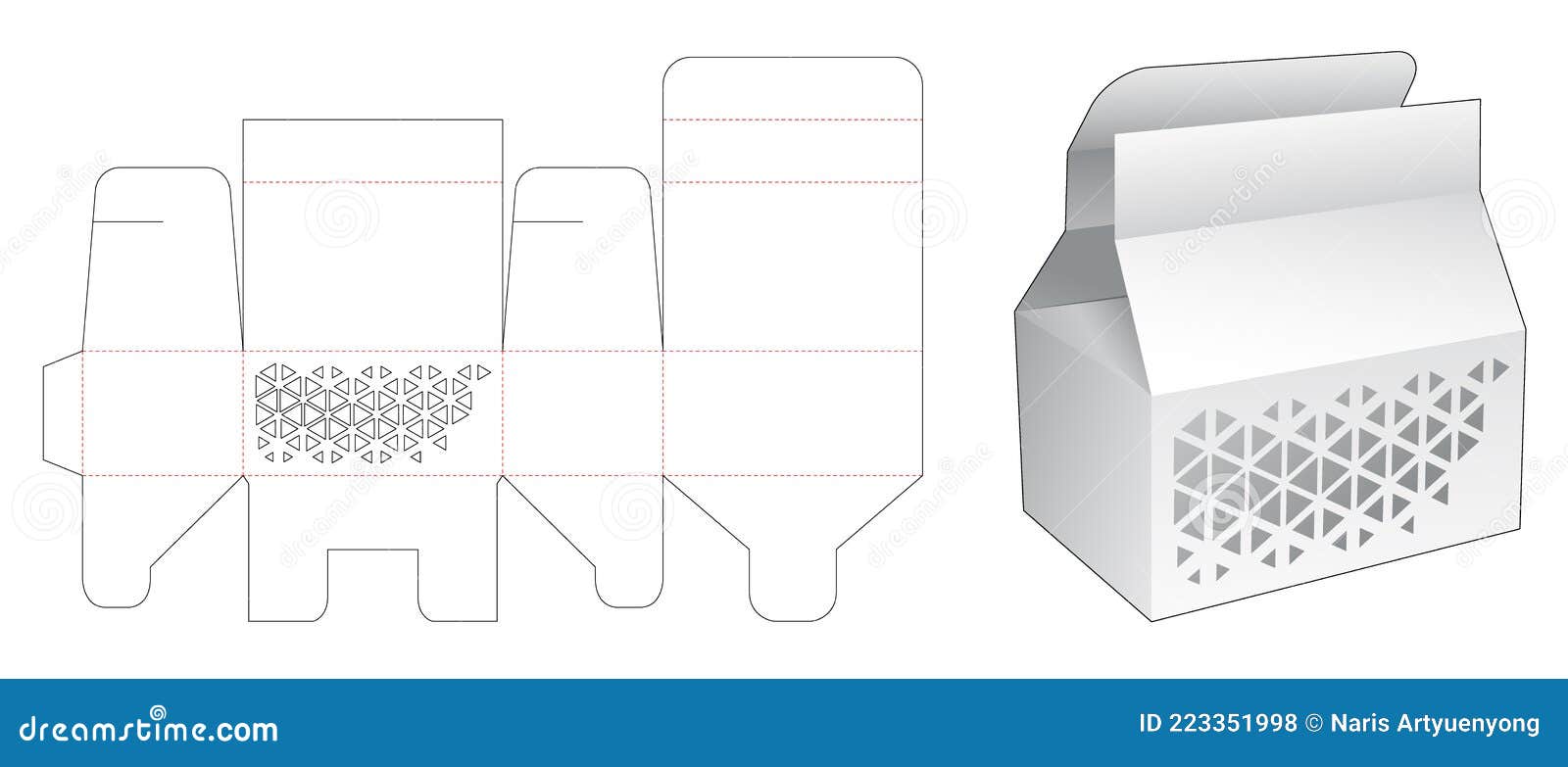 Short Packaging Box with Stenciled Triangle Die Cut Template Stock ...