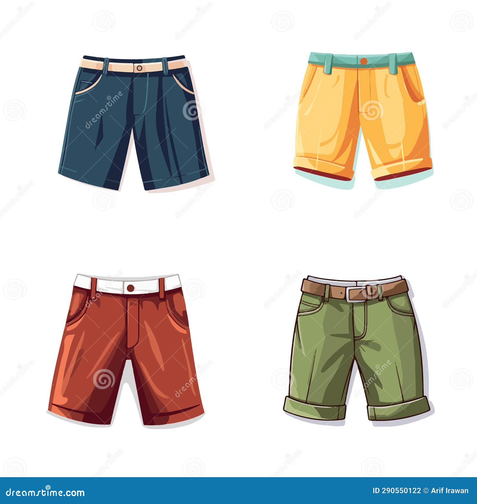 Short Pants Flat Vector Set Illustration Fashion Stock Illustration ...