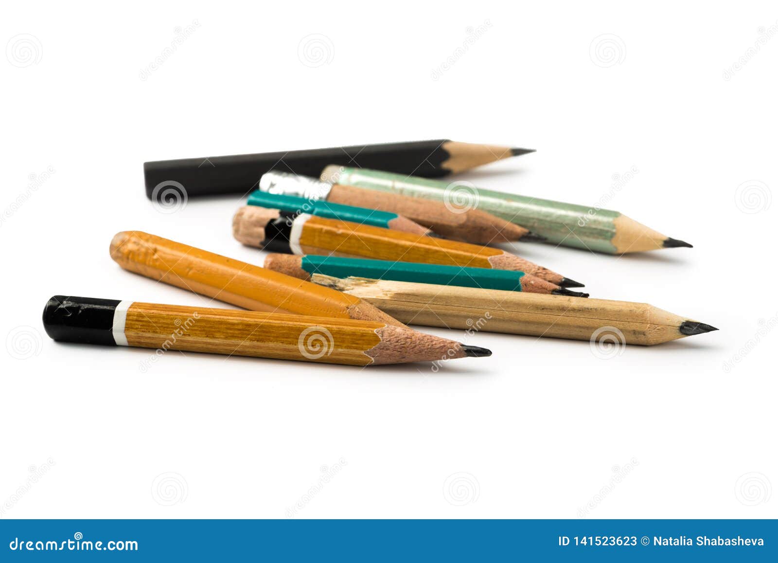 Short Pencils on Isolated White Background Stock Image - Image of ...