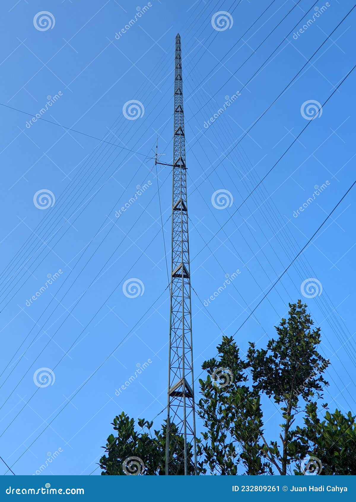 A Short Radio Communication Signal Tower Stock Image - Image of metal ...