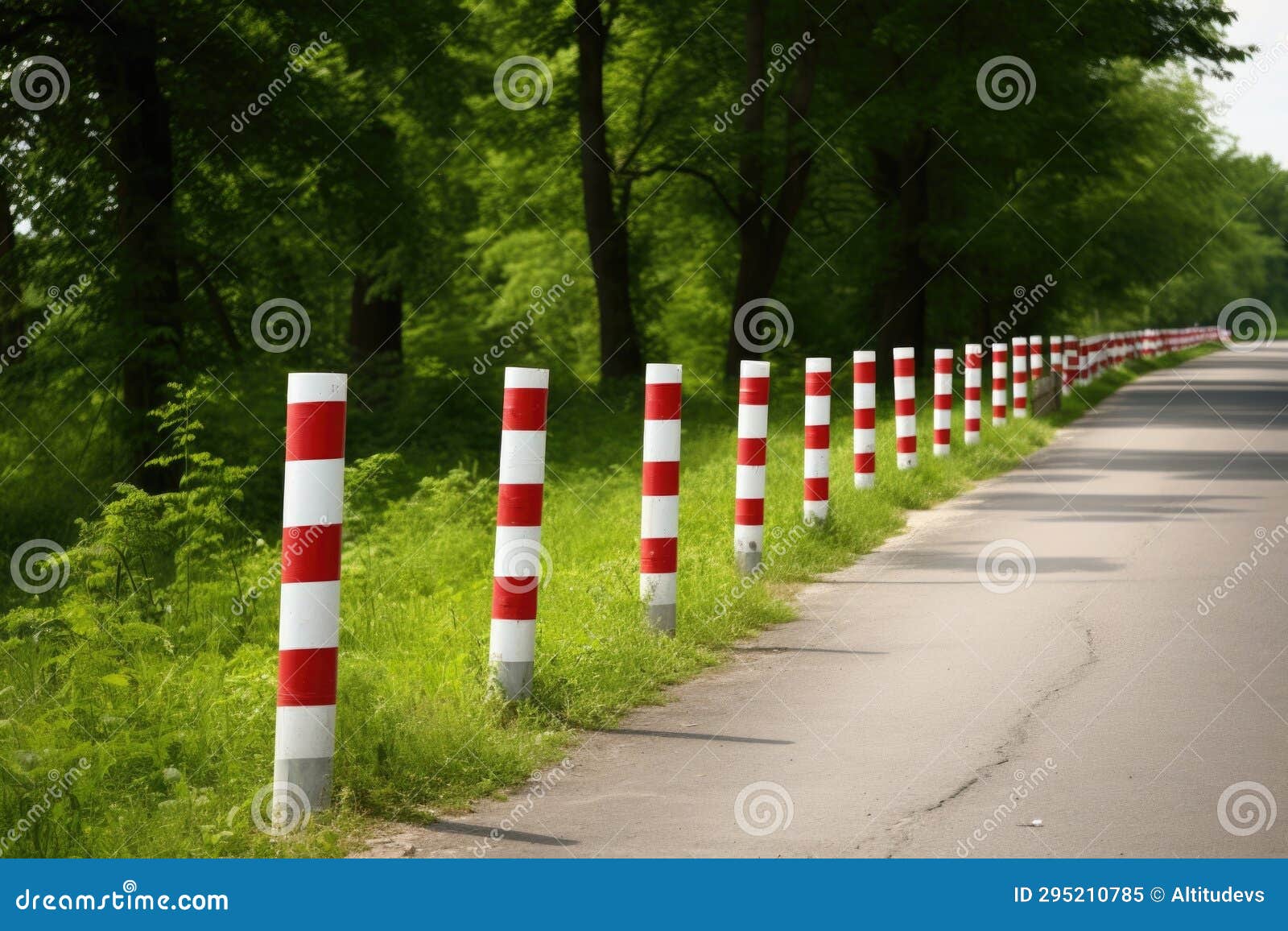 Short Red and White Striped Border Posts by the Road Stock Image ...
