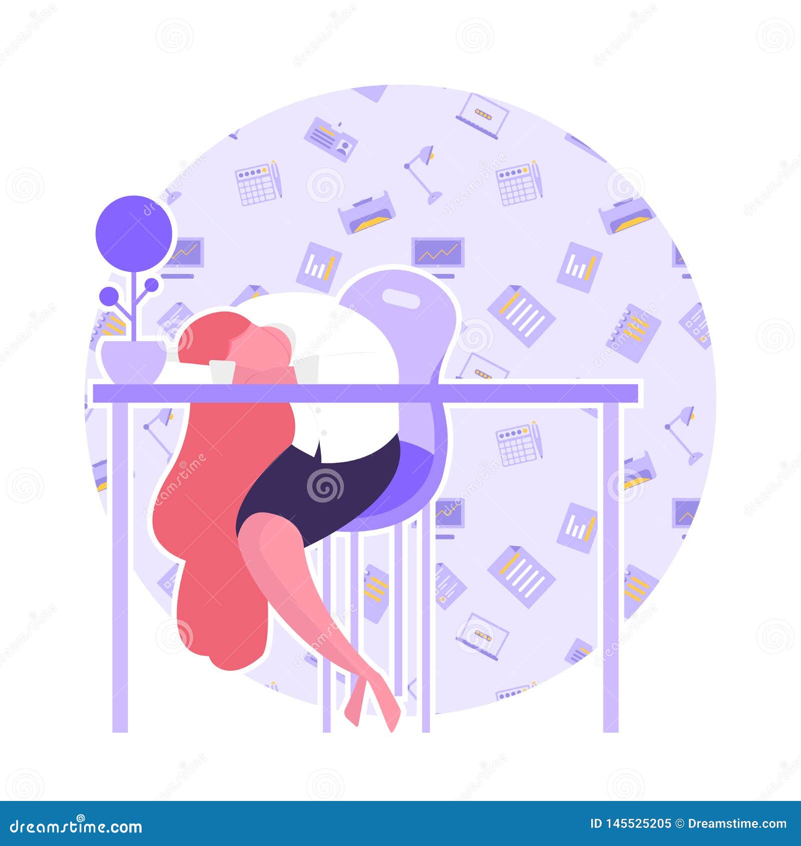 Time for a Break, Office Worker Resting at Work,vector Image, Colorful ...