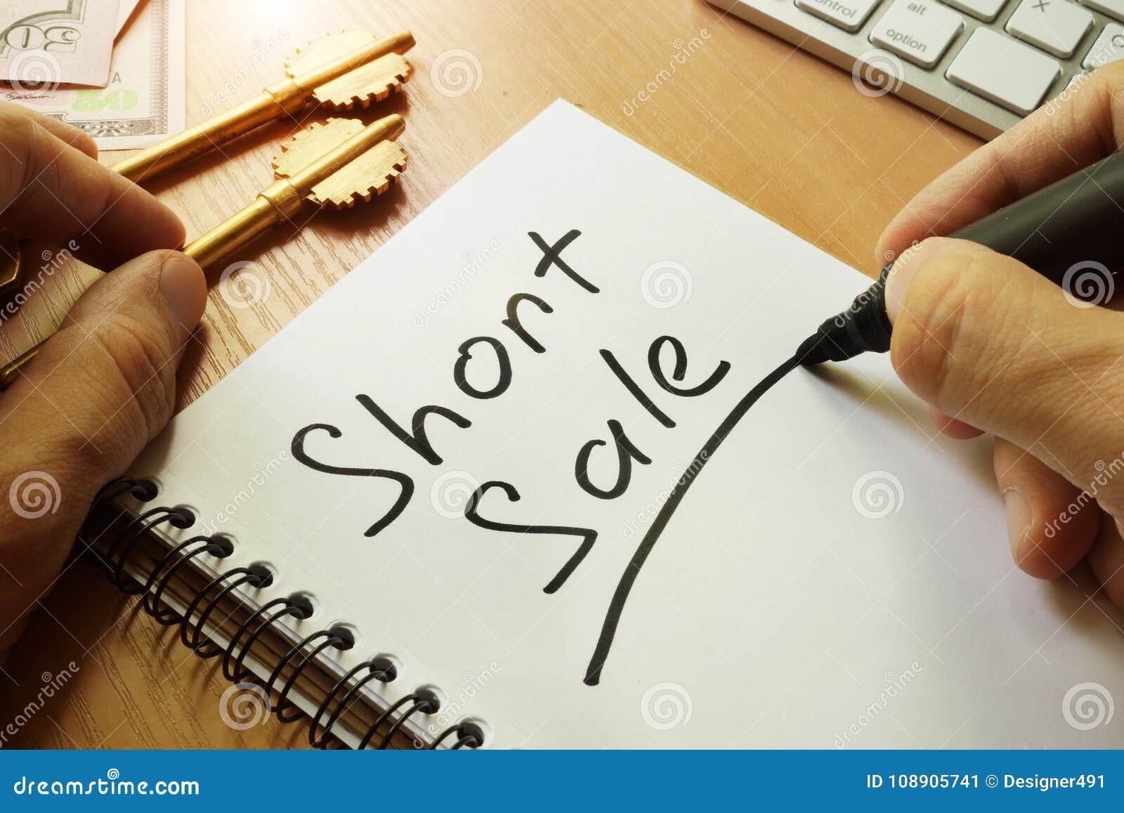 Short Sale Handwritten in a Note. Stock Image - Image of selling ...