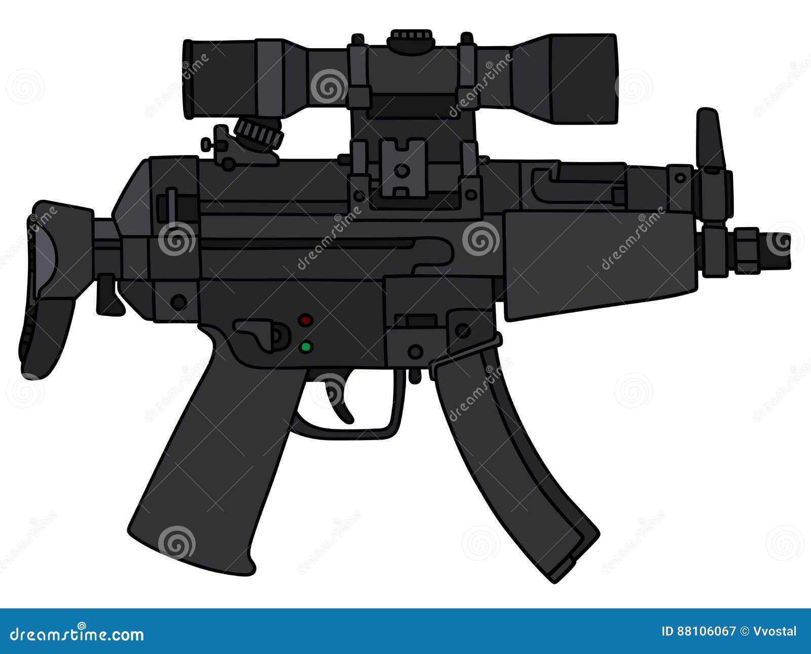 Short submachine gun stock vector. Illustration of laser - 88106067