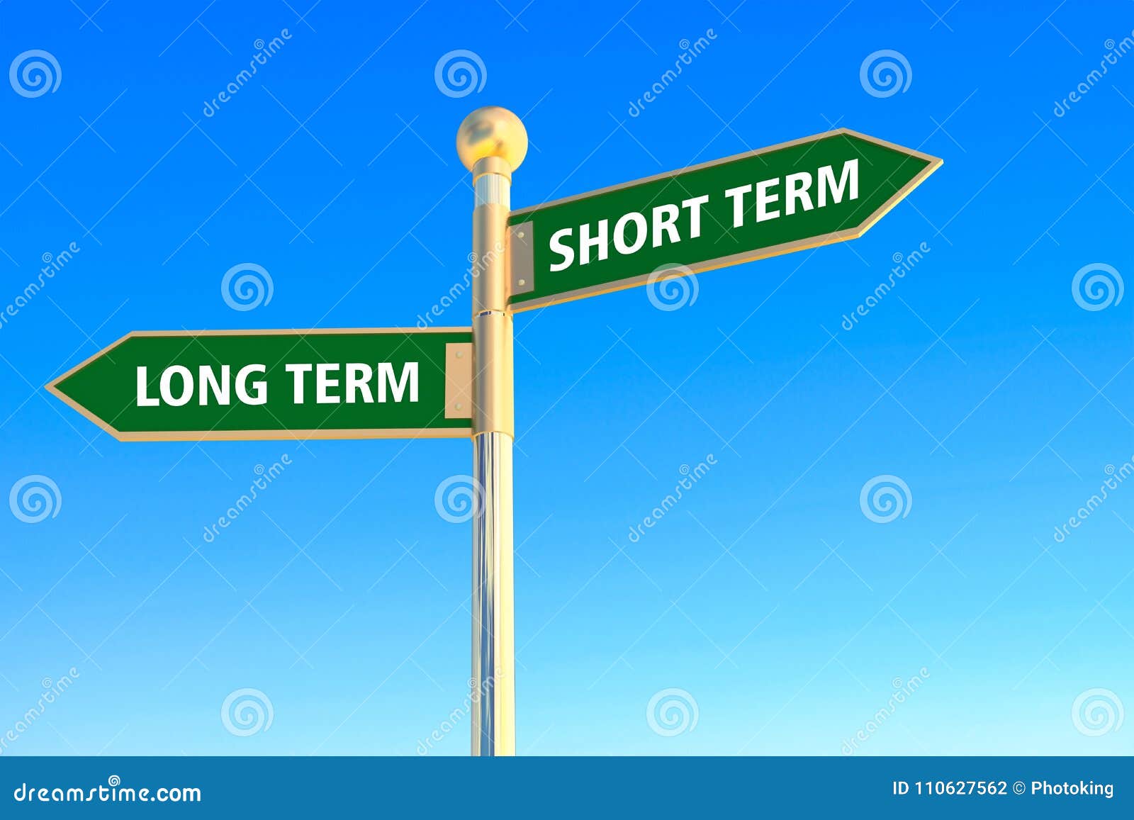 Short Term And Long Term In Balance - Pictured As Balanced Balls On ...
