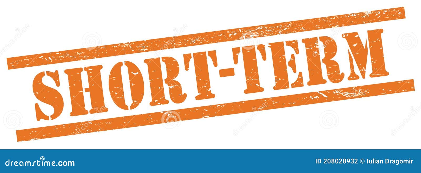 SHORT-TERM Text on Orange Grungy Rectangle Stamp Stock Illustration ...