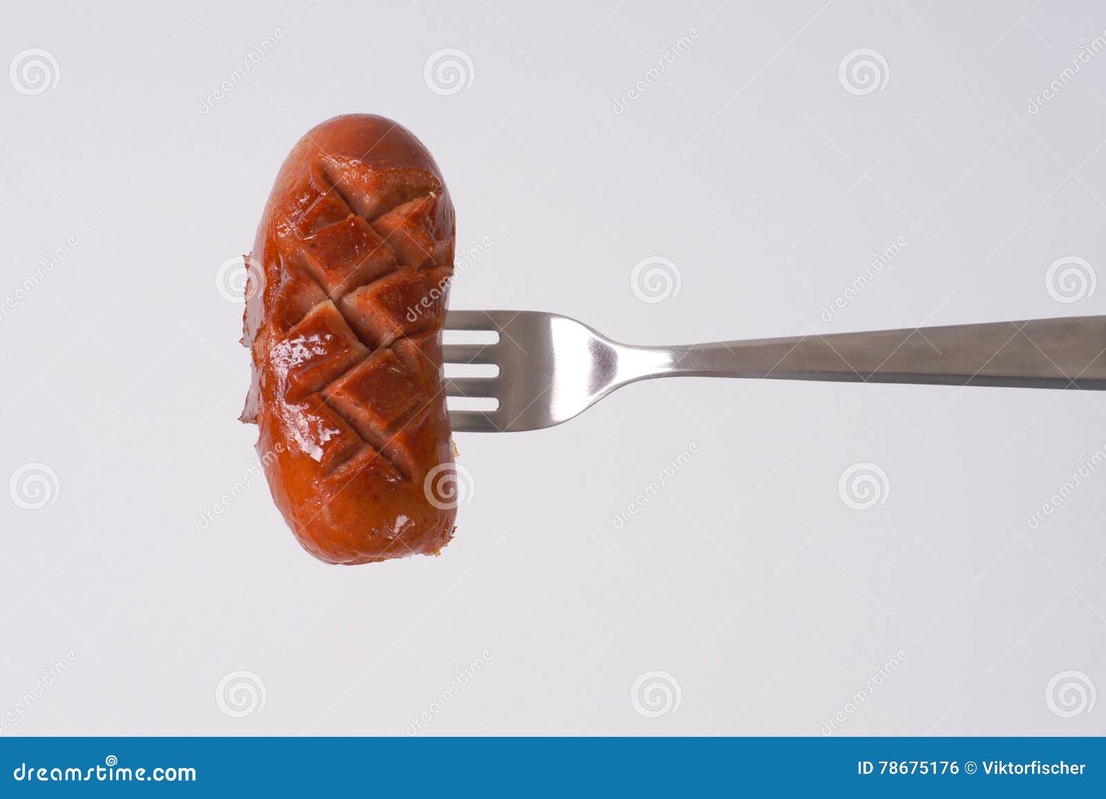 Short Thick Sausage on Fork Stock Photo - Image of fork, bratwurst ...