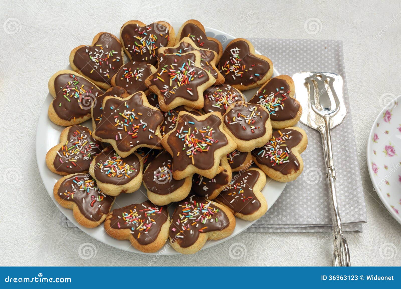 Shortbread Cookies with Chocolate Icing Stock Image - Image of ...