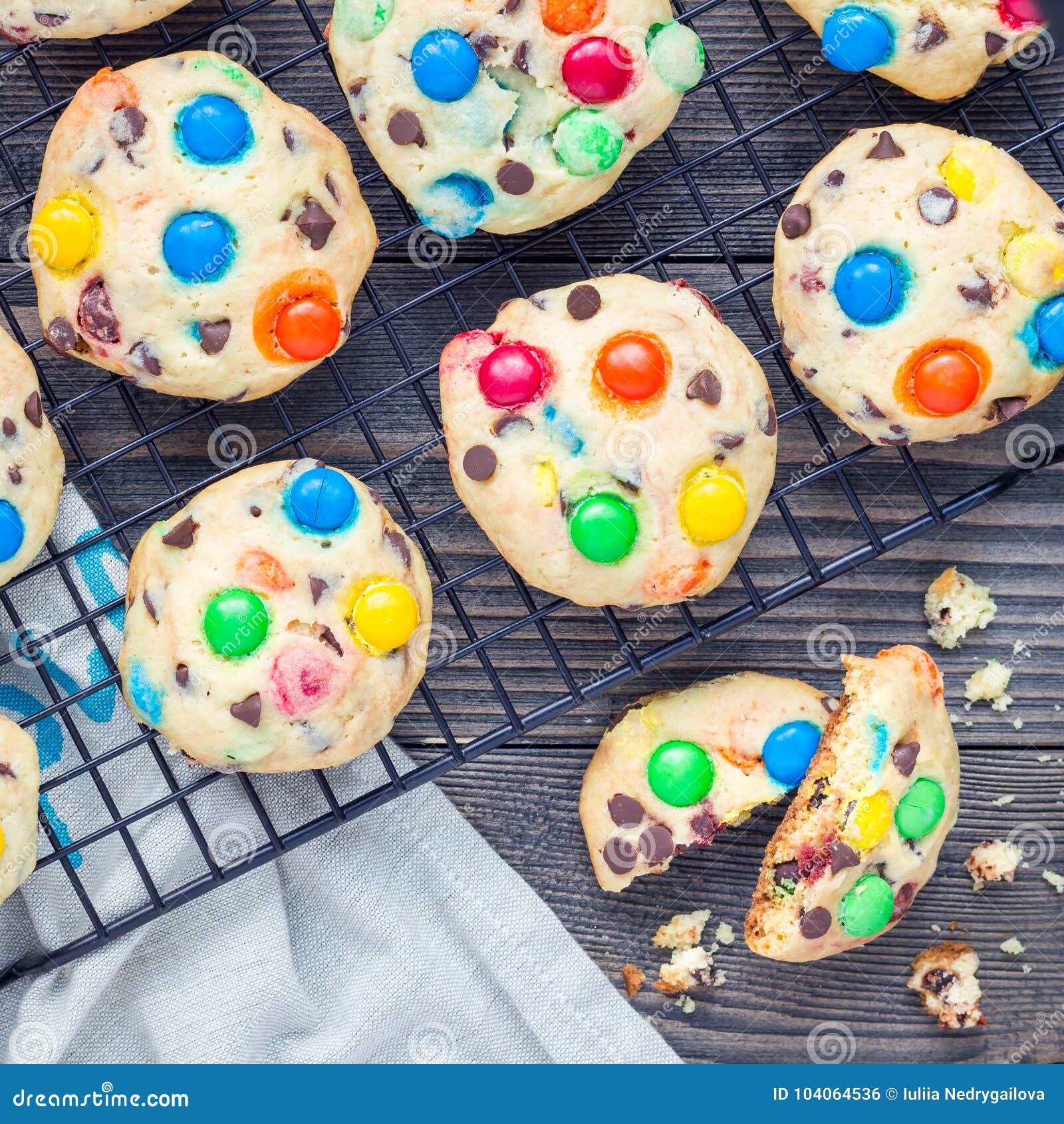 Shortbread Cookies with Multi Colored Candy and Chocolate Chips, Top ...