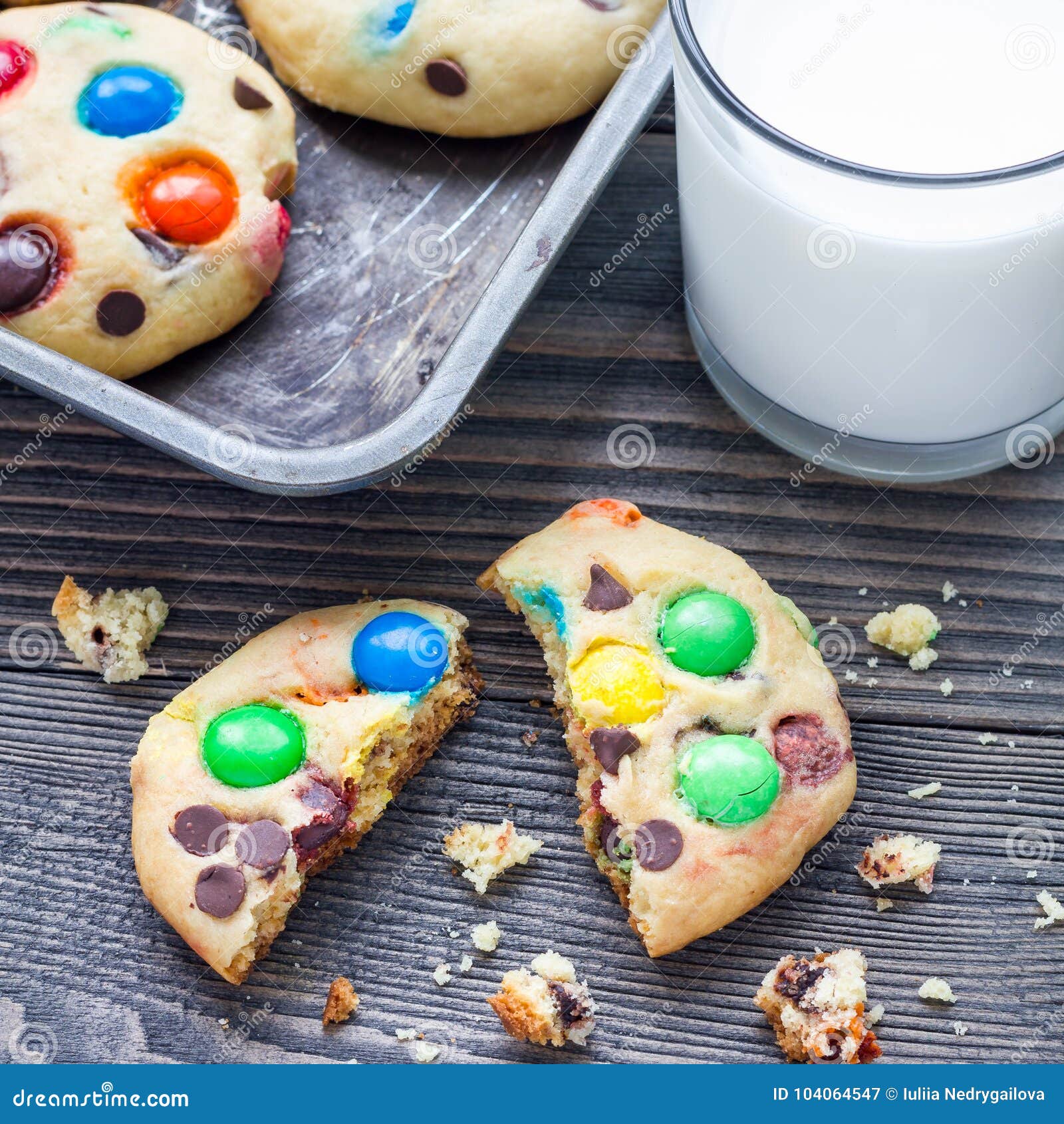Shortbread Cookies with Multi Colored Candy and Chocolate Chips on ...