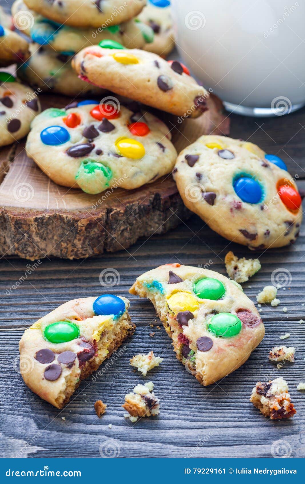 Shortbread Cookies with Multi-colored Candy and Chocolate Chips on ...