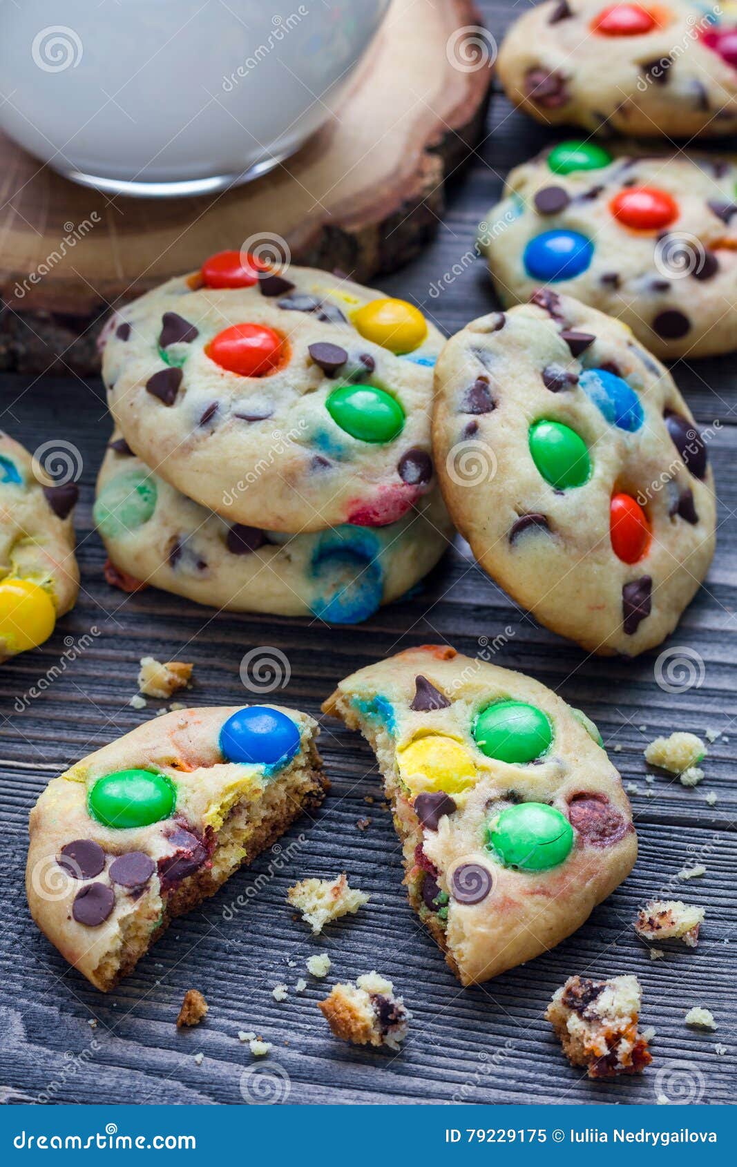 Shortbread Cookies with Multi-colored Candy and Chocolate Chips on ...