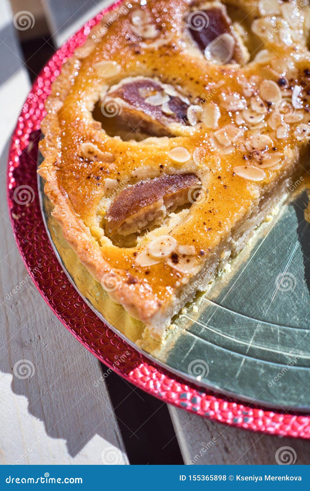 Shortbread Open Cake with Pear Slices on Top Stock Photo - Image of ...