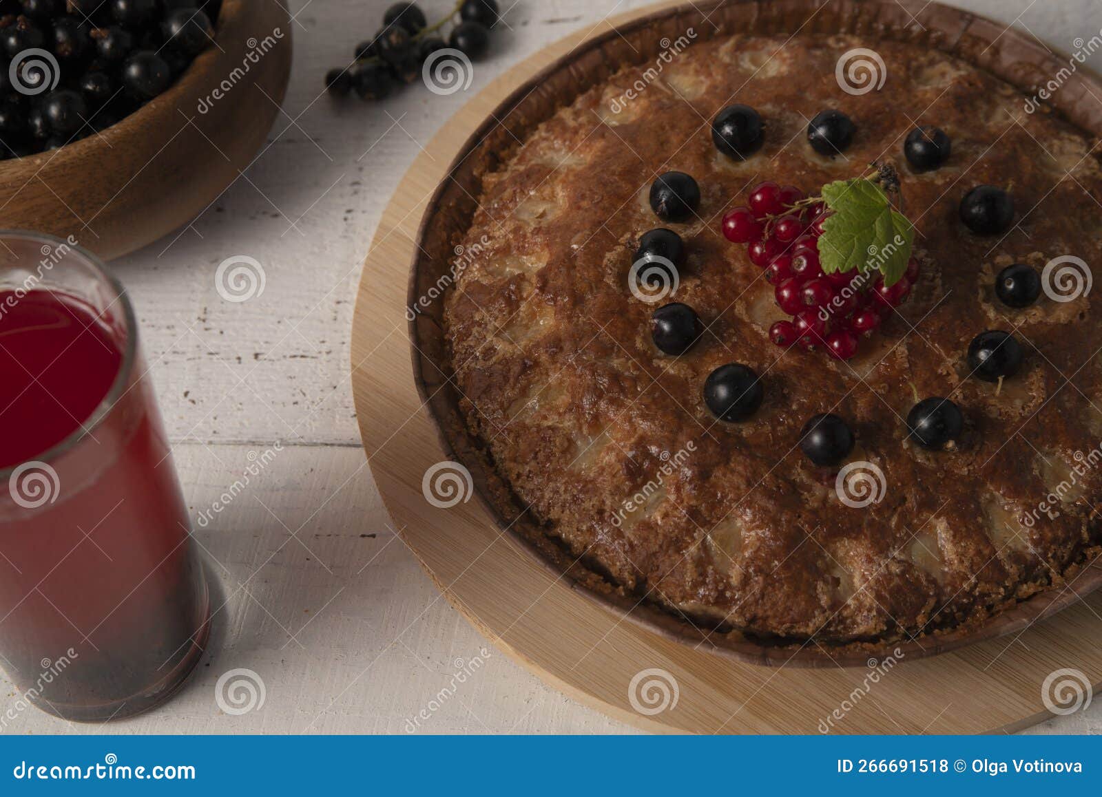 Shortbread Pie with Black and Red Currants. Top View, No One. Stock ...