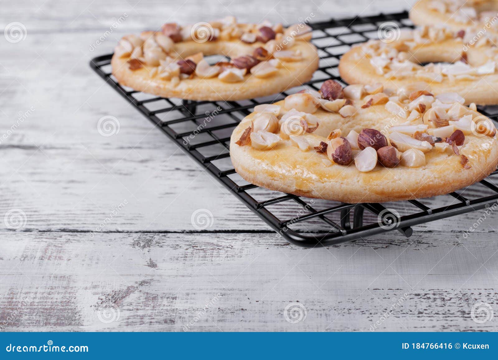 Shortbread Ring Cookies Topped with Nuts Stock Photo - Image of lattice ...