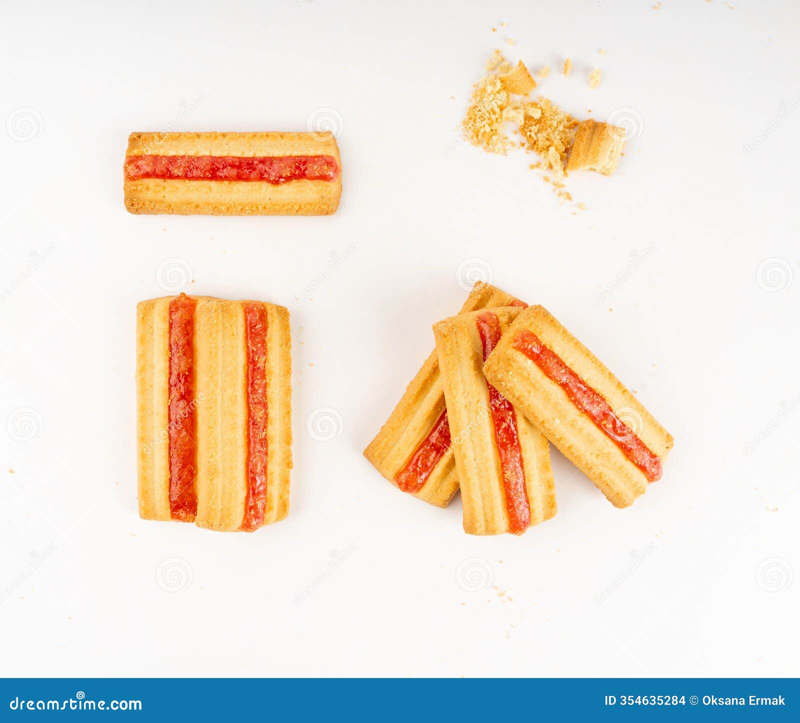 Shortbread Sticks with a Jam Strip Isolated, Biscuit Cookies with Fruit ...