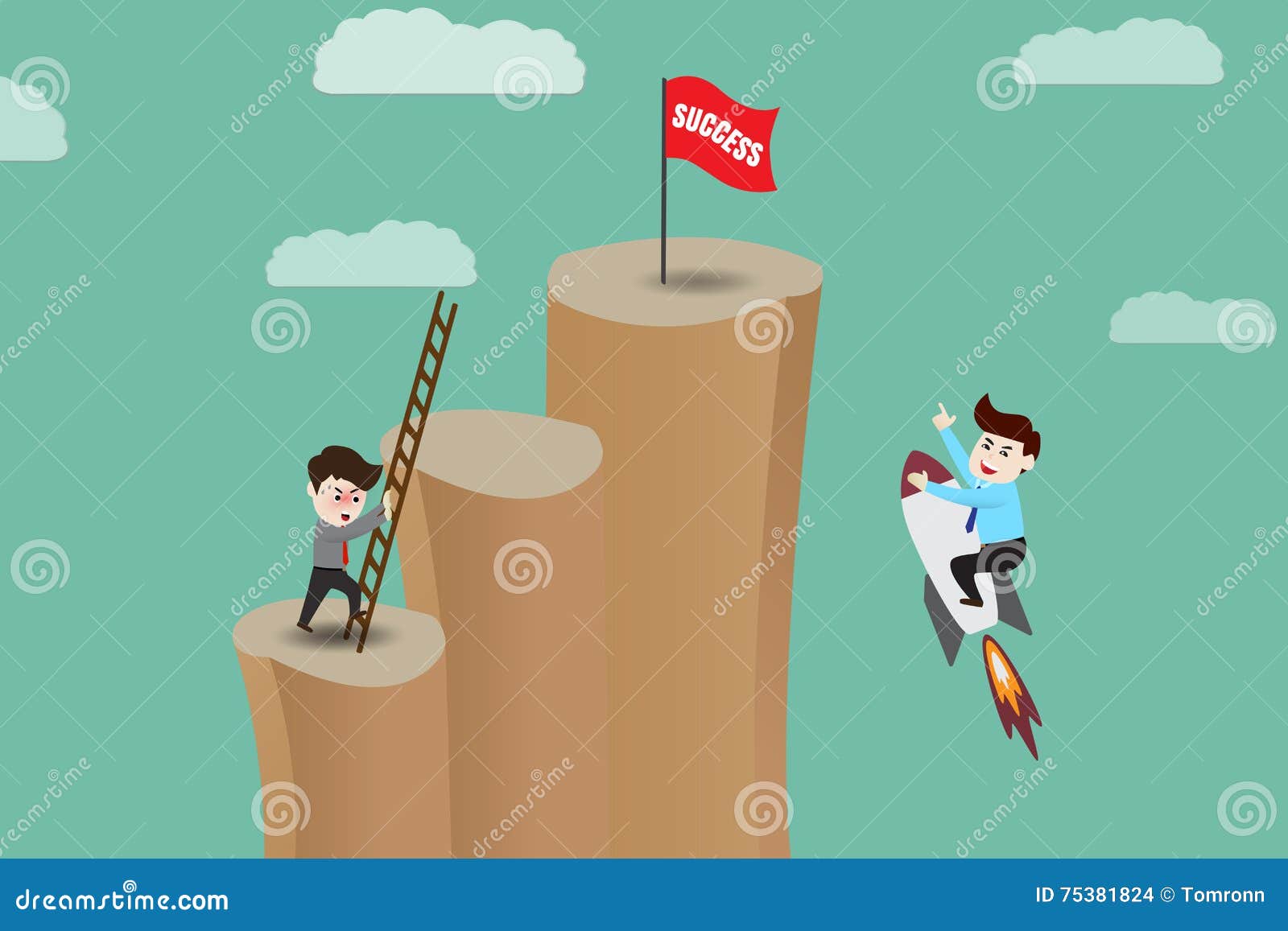 Shortcut - Businessman Go To Successful by Rocket Stock Vector ...