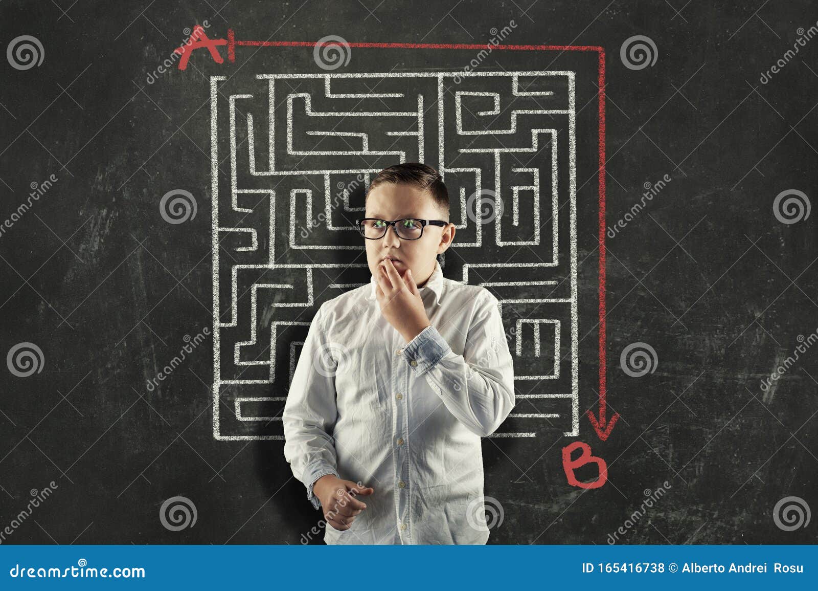Shortcut Maze. Maze Drawn on Blackboard Stock Photo - Image of obstacle ...