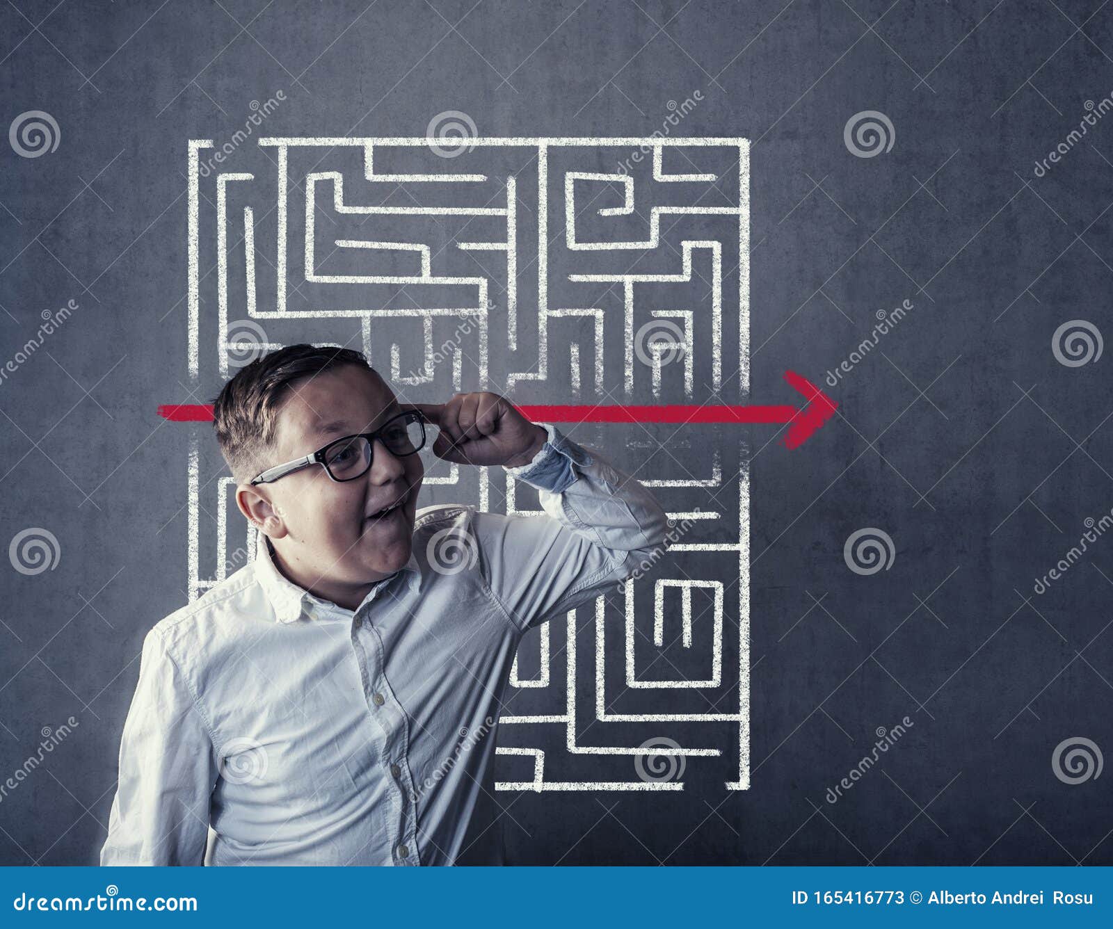 Shortcut Maze. Maze Drawn on Blackboard Stock Image - Image of people ...