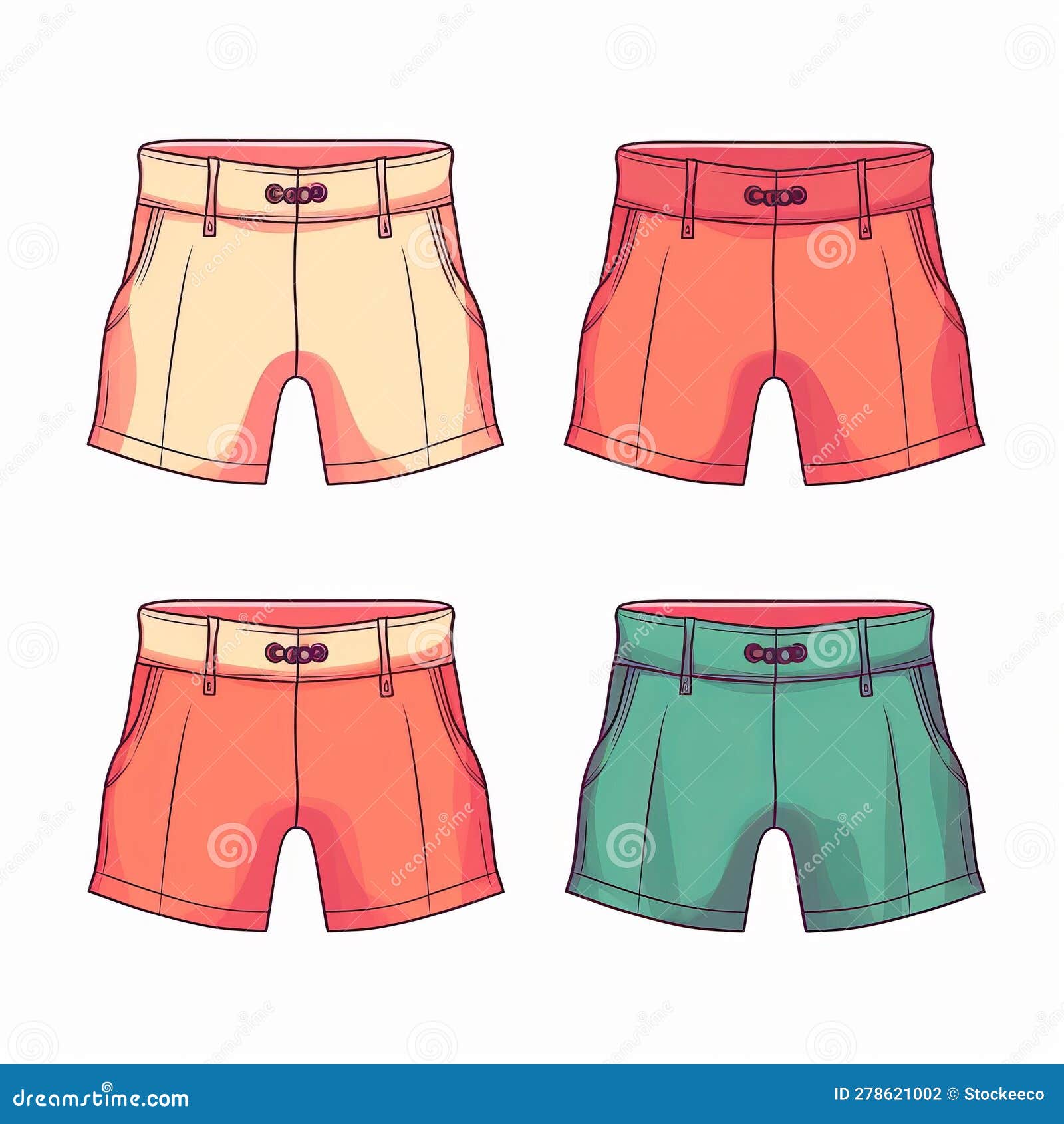 Minimalist Graphic Shorts in Colorful Vector Design Stock Illustration ...
