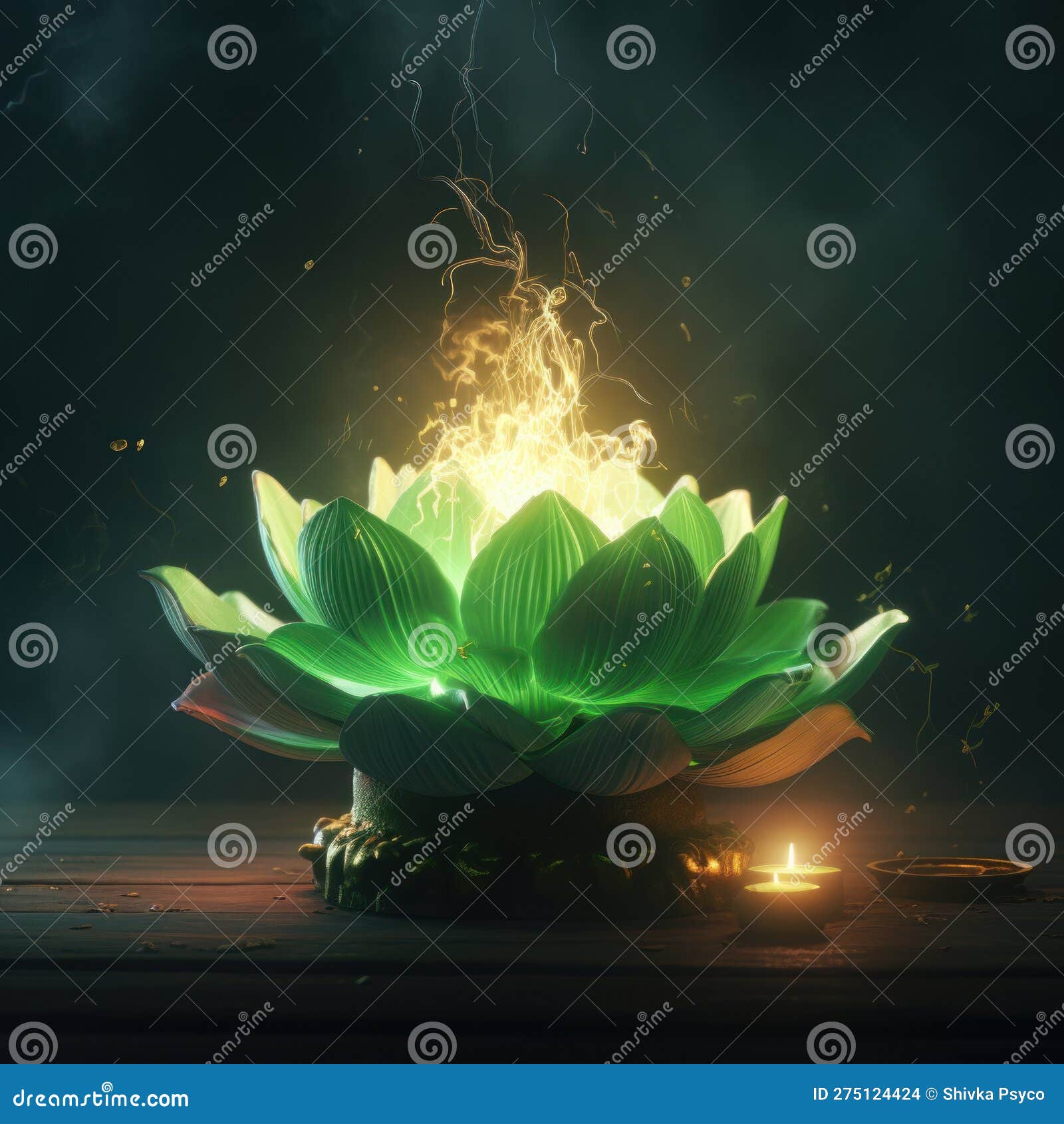 Shot of an Amazing Lotus with Fire Generative AI Stock Illustration ...