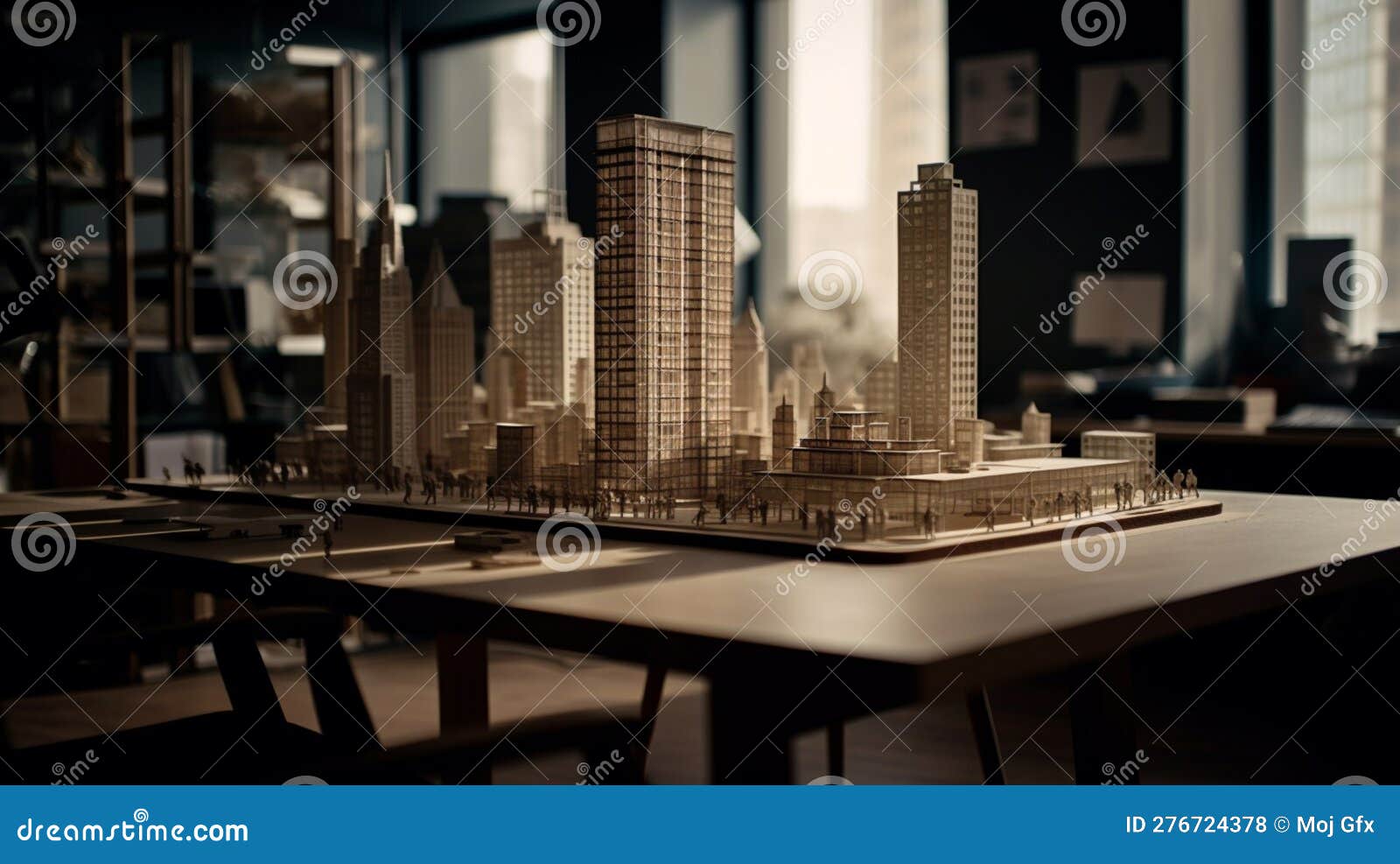 Shot of Architectural Model on Office Table Stock Illustration ...